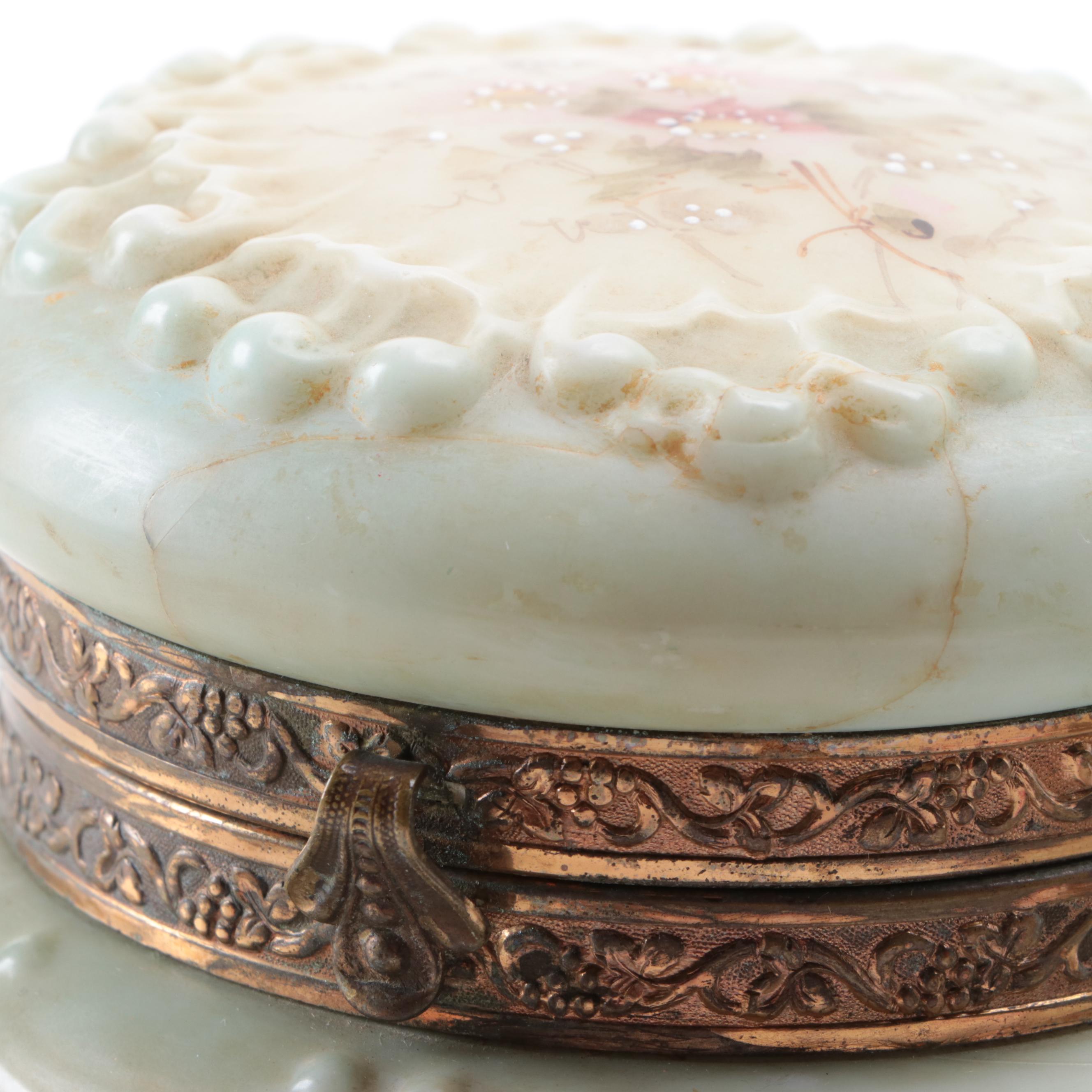 Wavecrest C.F. Monroe and Other Victorian Style Satin Glass Vanity Trinket Boxes | EBTH
