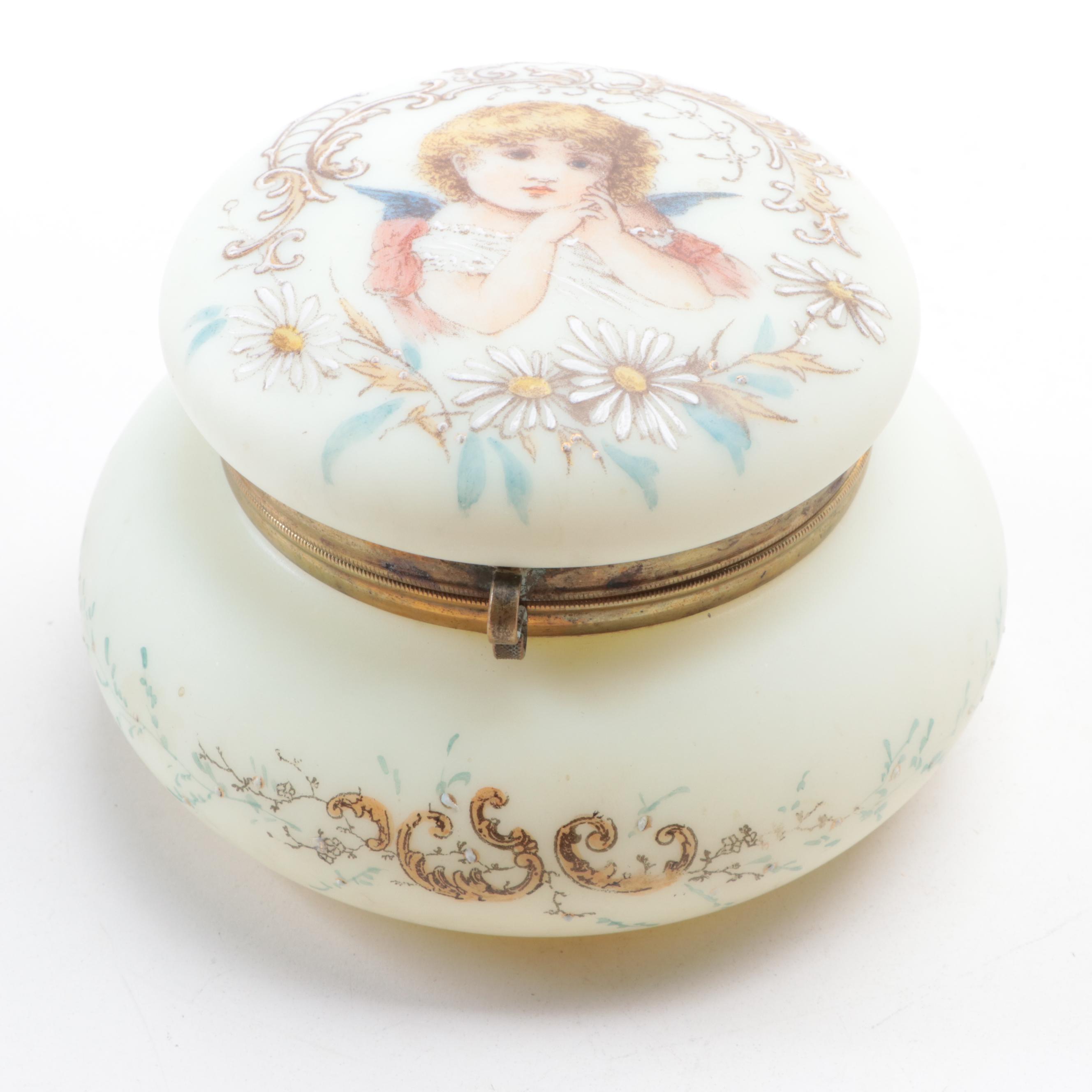 Wavecrest C.F. Monroe and Other Victorian Style Satin Glass Vanity Trinket Boxes | EBTH