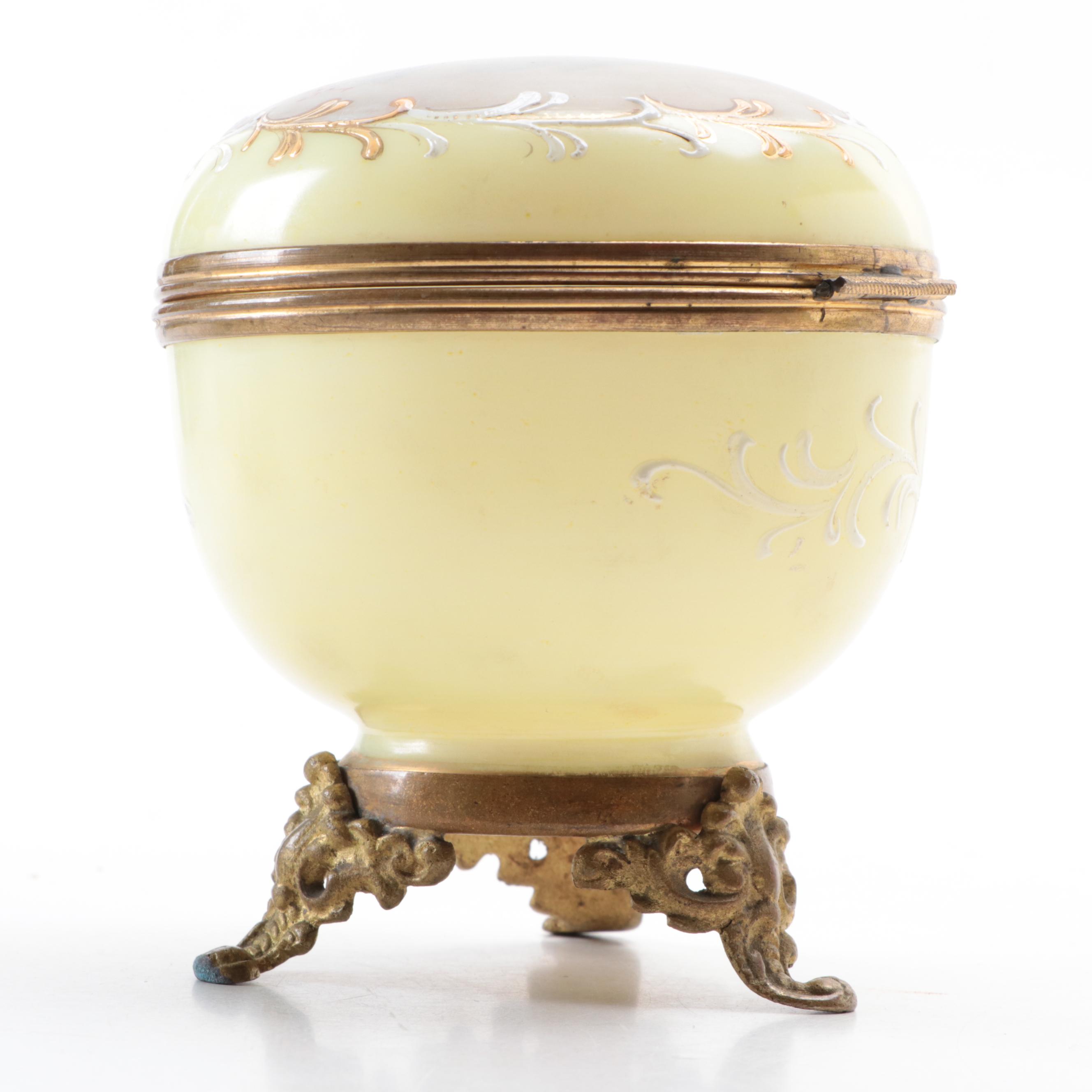 Wavecrest C.F. Monroe and Other Victorian Style Satin Glass Vanity Trinket Boxes | EBTH