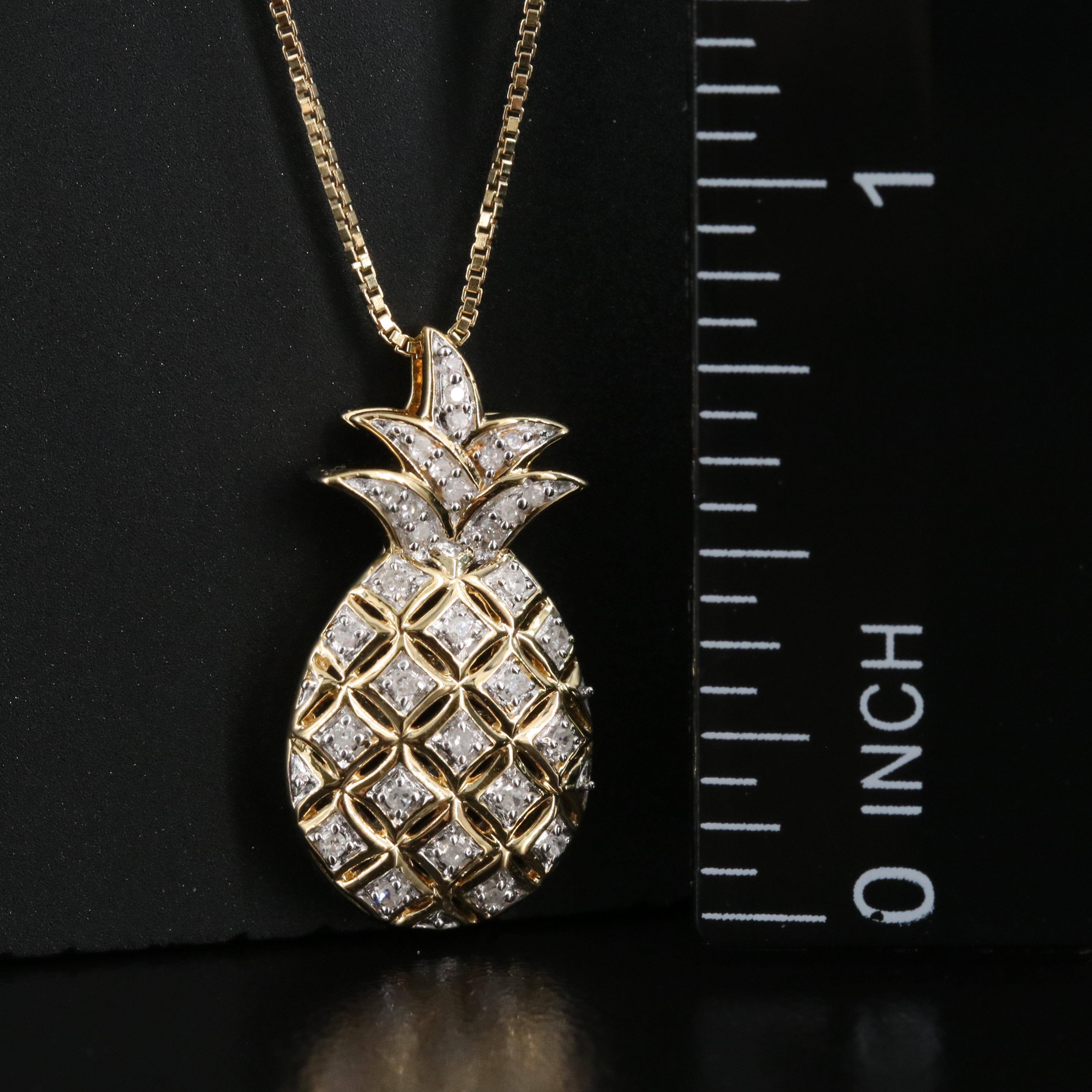 Sterling Diamond Pineapple Pendant Necklace | EBTH