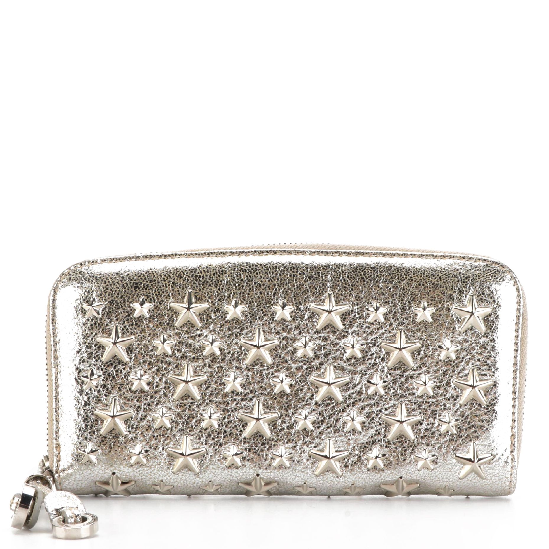 Jimmy Choo Star Studded Metallic Leather Zip Wallet | EBTH