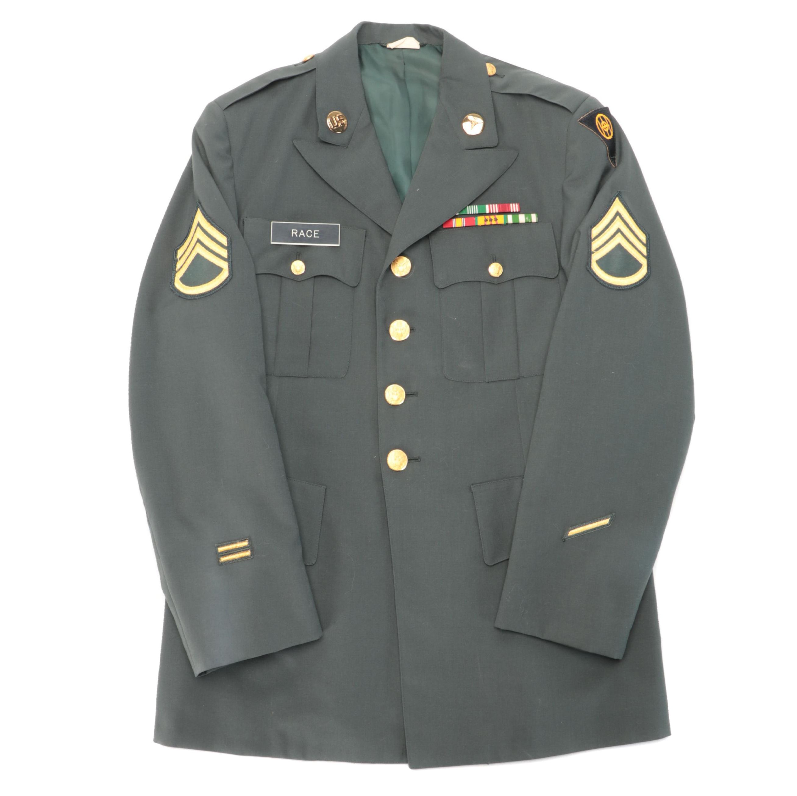 Vietnam Era U. S. Army Dress Green Uniform Jacket with Ribbons and ...