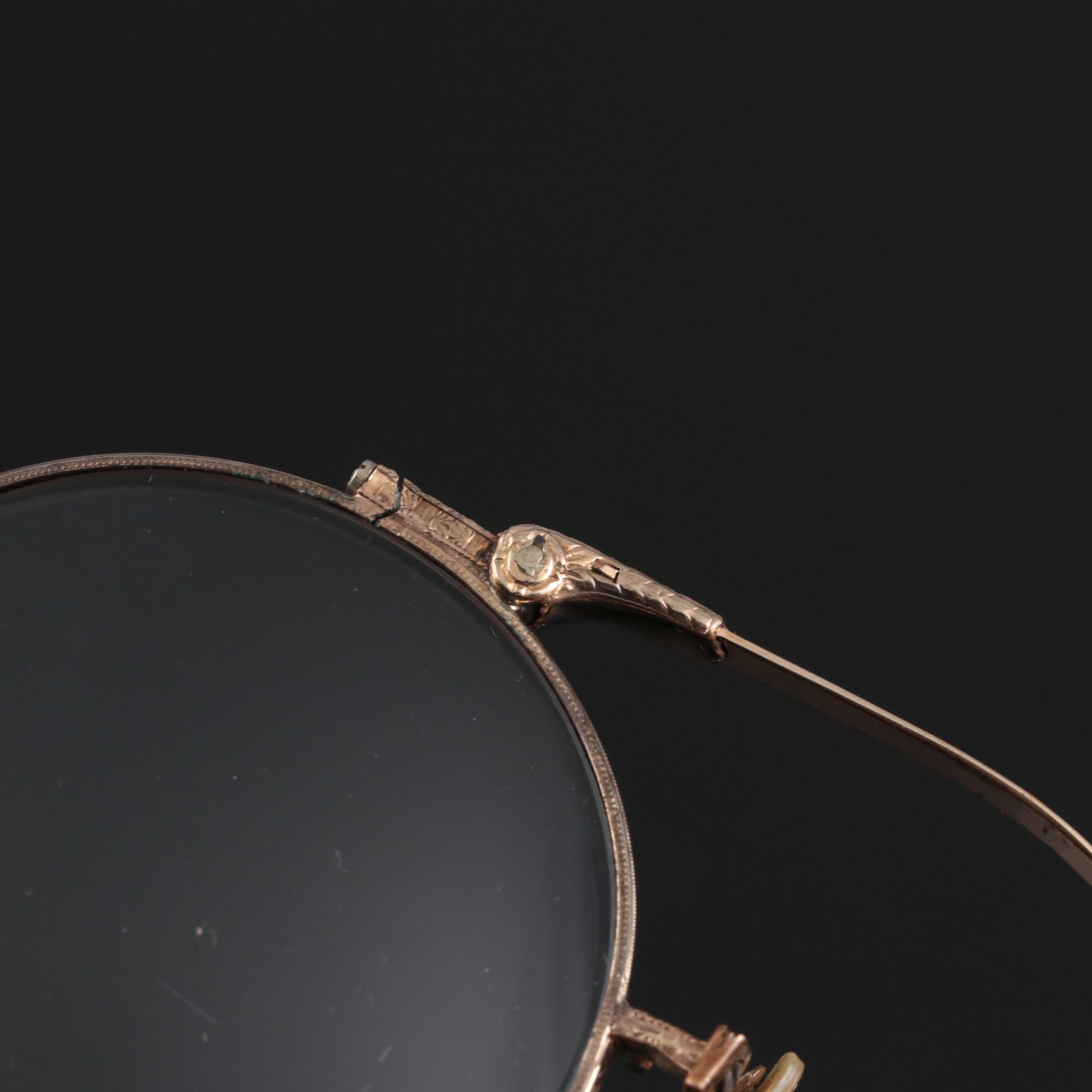 Gaspari & Co. Pince-Nez Gold Tone Eyeglasses with Case | EBTH