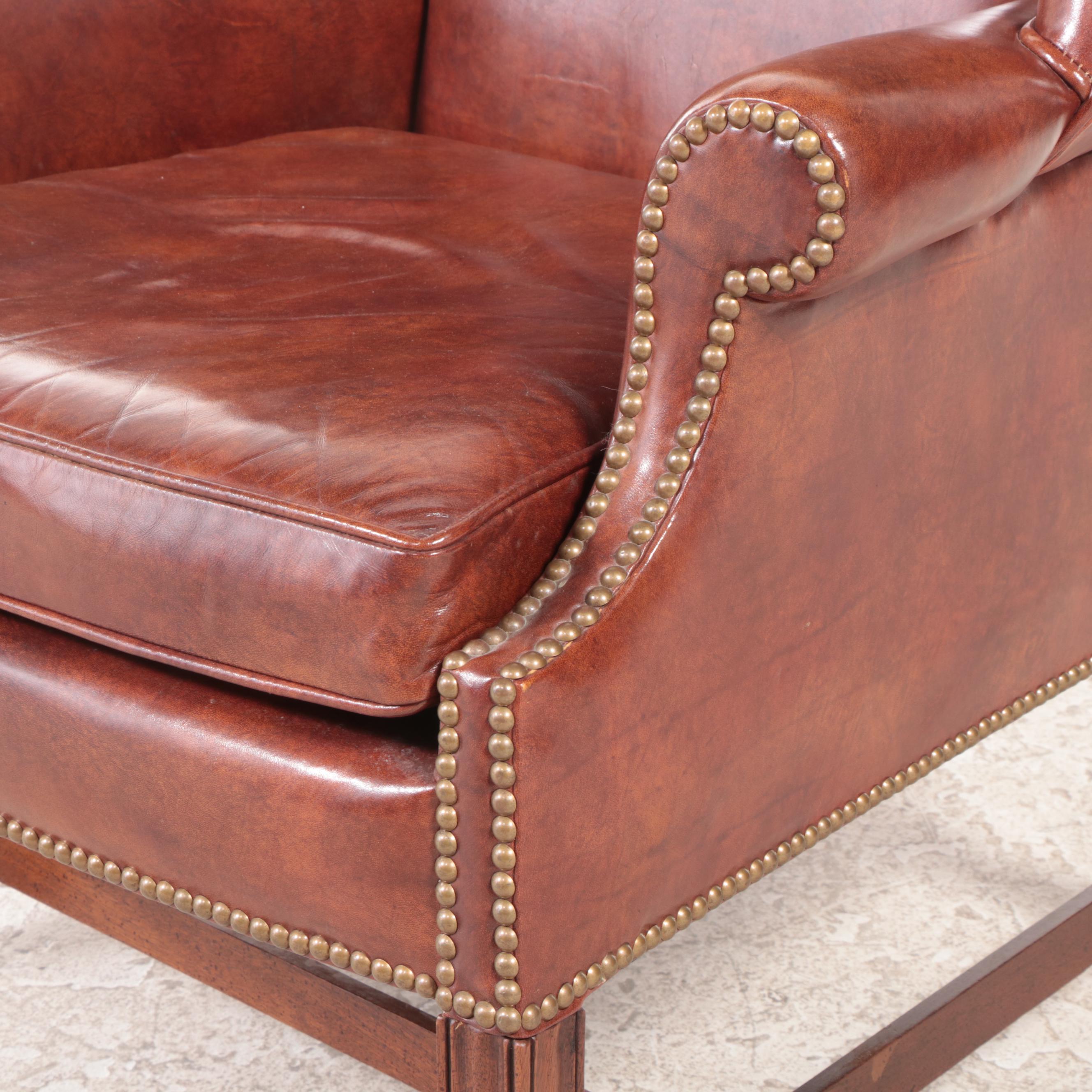 Woodmark Originals Chippendale Style Mahogany and Leather Wingback ...