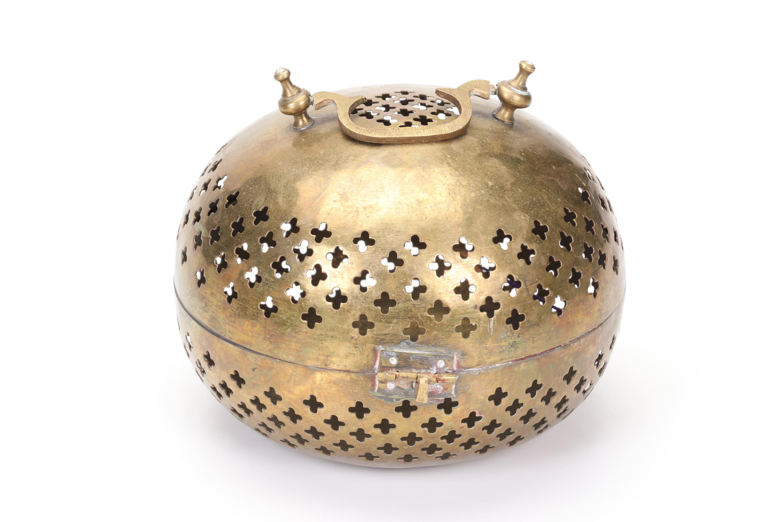 Round Brass Box, Elephant Claw Bell, and Sitting Elephant Figurine | EBTH