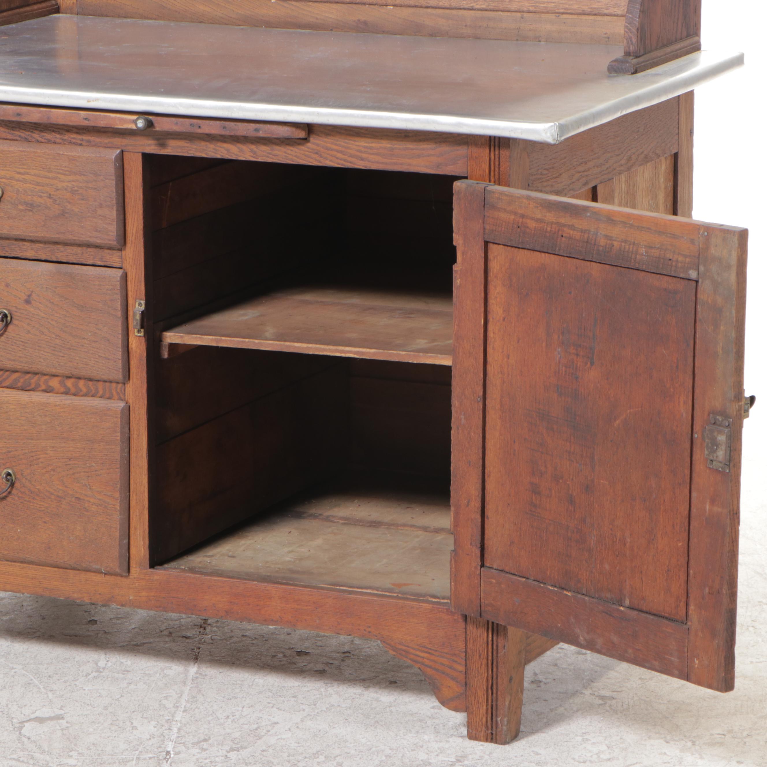 Late Victorian Oak and Press-Decorated Kitchen Cabinet, circa 1900 | EBTH