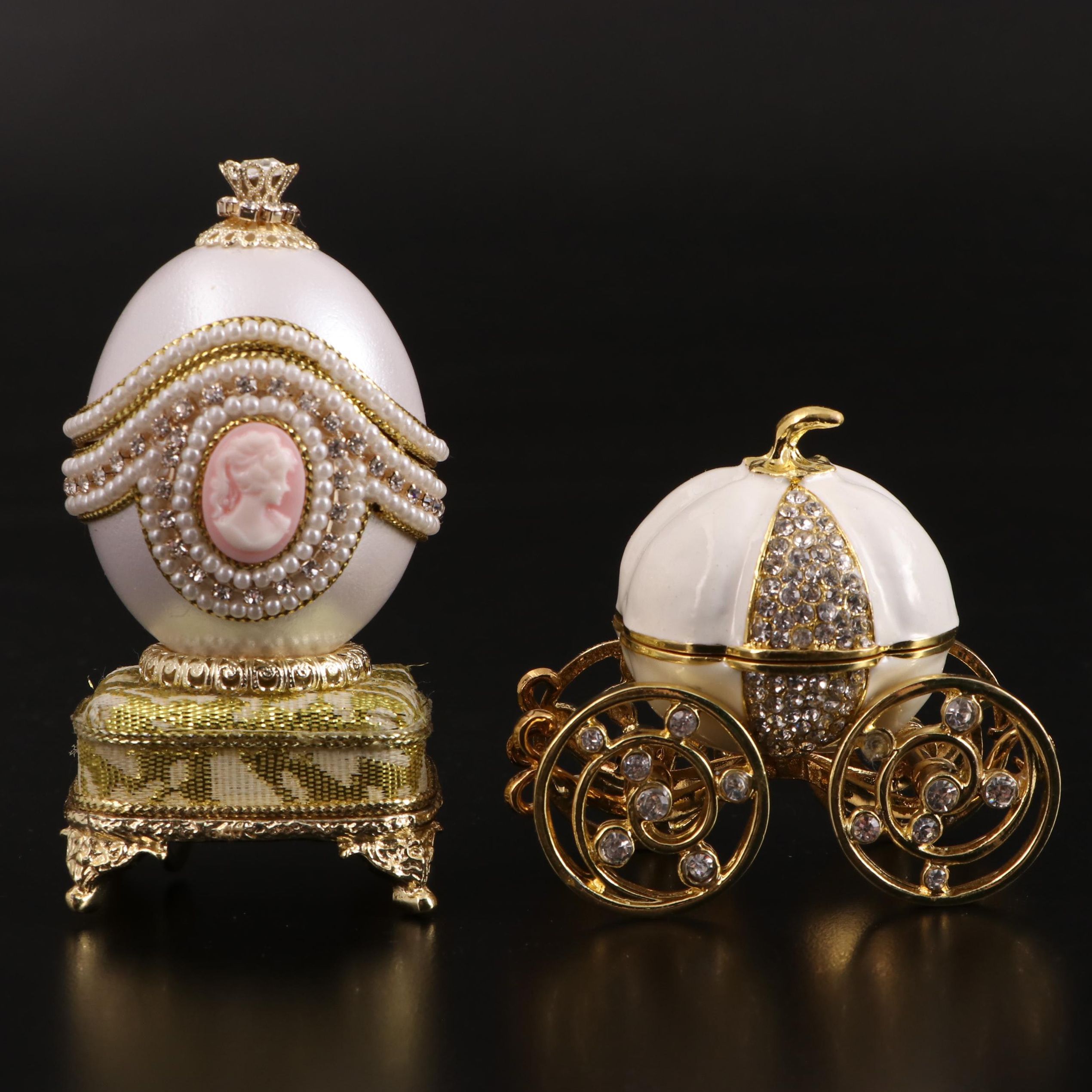 Jere Embellished Musical Egg and Metal Midnight Pumpkin Coach Ring ...