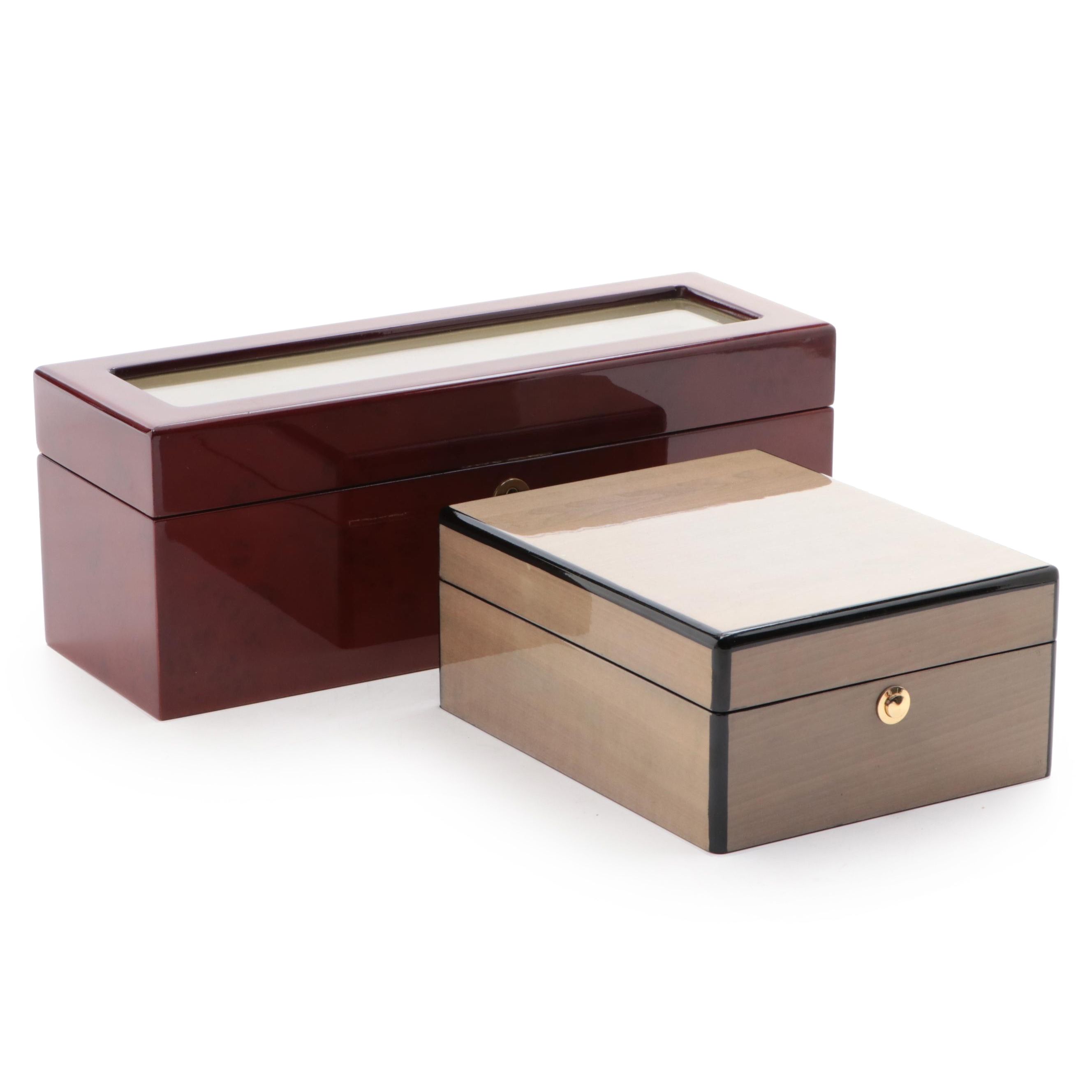 High Gloss Burl and Oak Finish Watch Cases | EBTH
