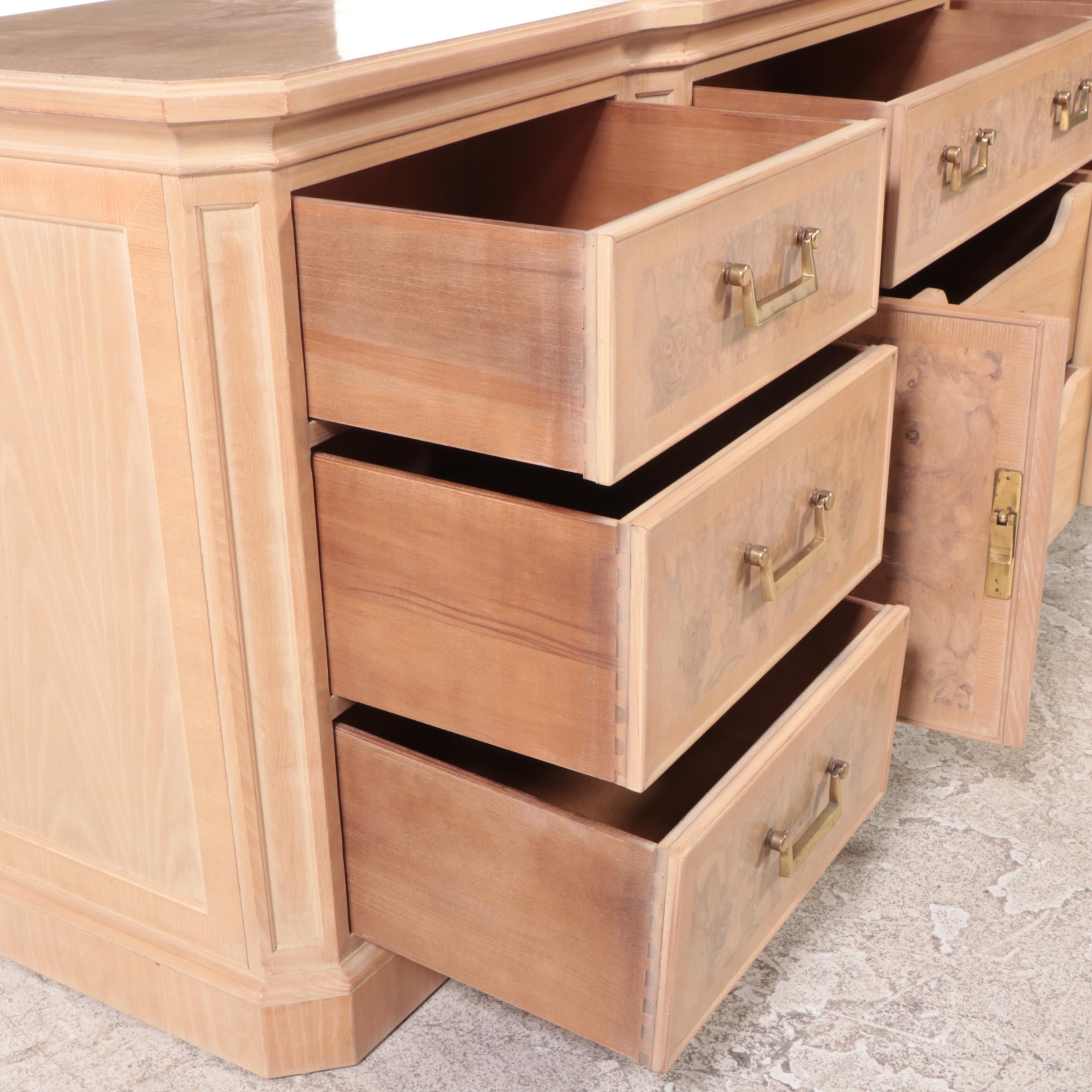 Drexel Heritage "Corinthian" Ash and Olive Ash Burl Nine-Drawer Chest ...