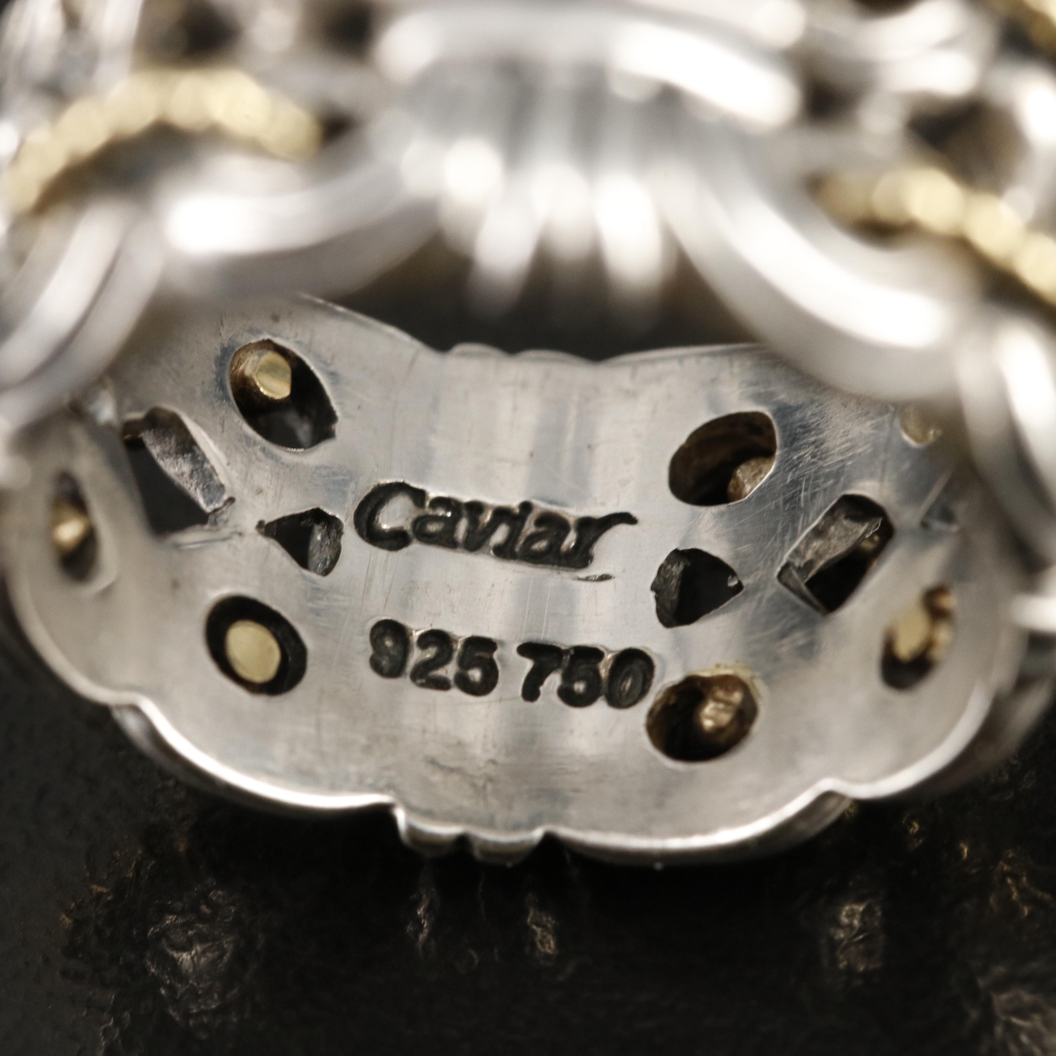 Caviar by Lagos Sterling Scroll Patterned Band with 18K Beaded Accents ...