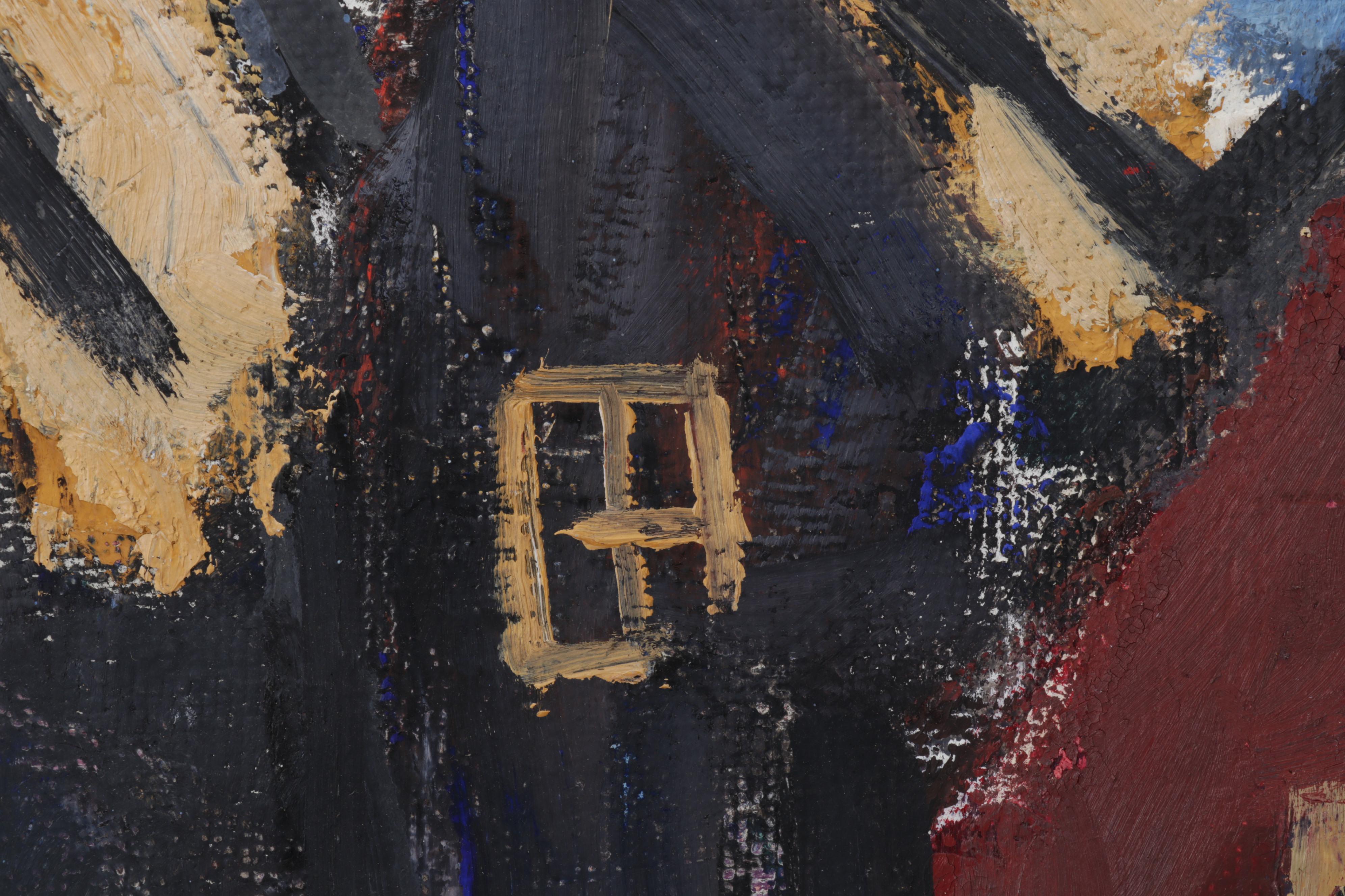 R. Maxwell Oil Painting of Residential City Street, Late 20th Century ...