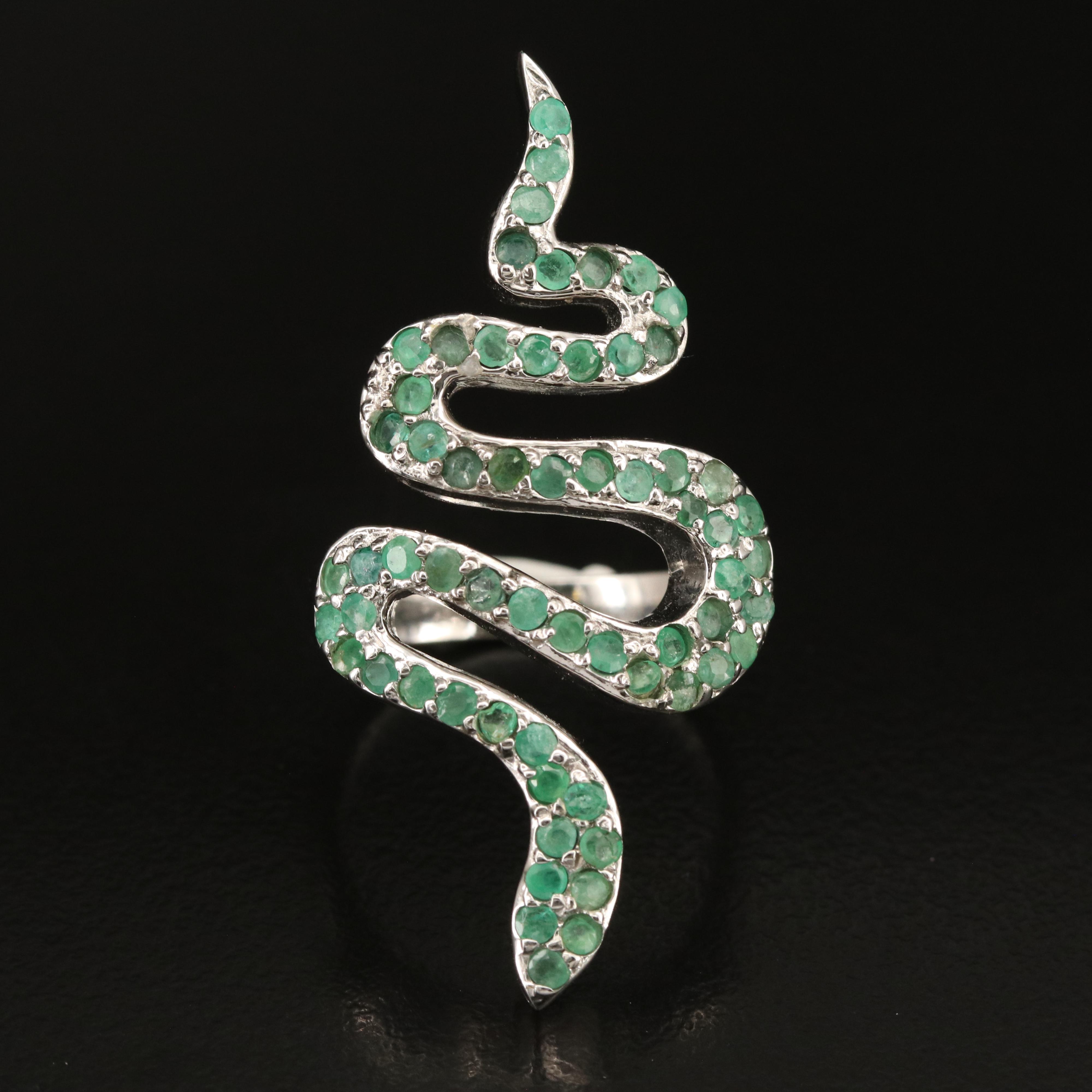 Sterling Emerald Snake Ring | EBTH