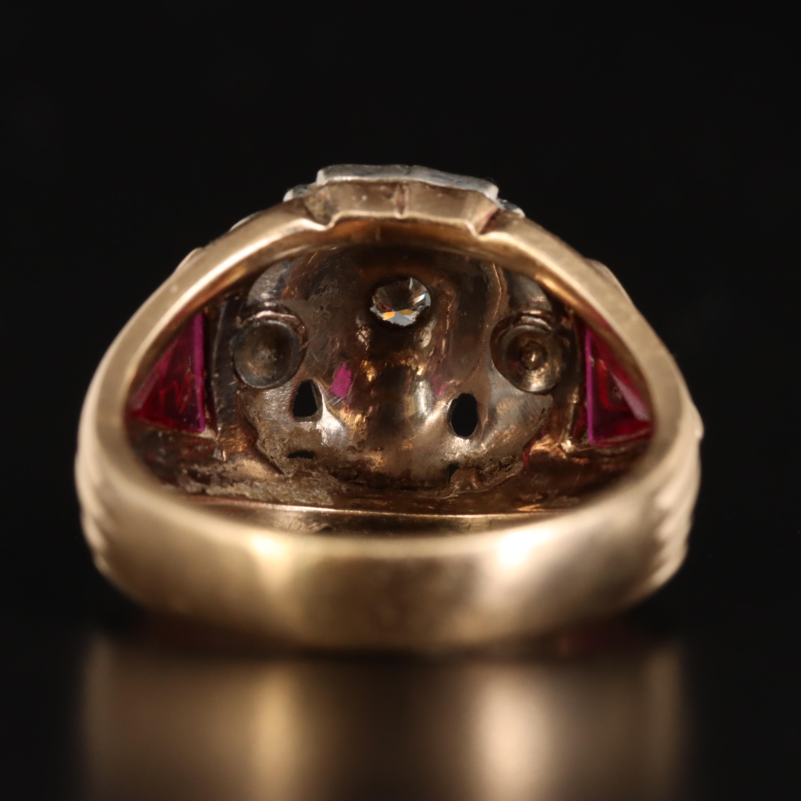 14K Diamond and Ruby Double Eagle Masonic Scottish Rite Ring | EBTH