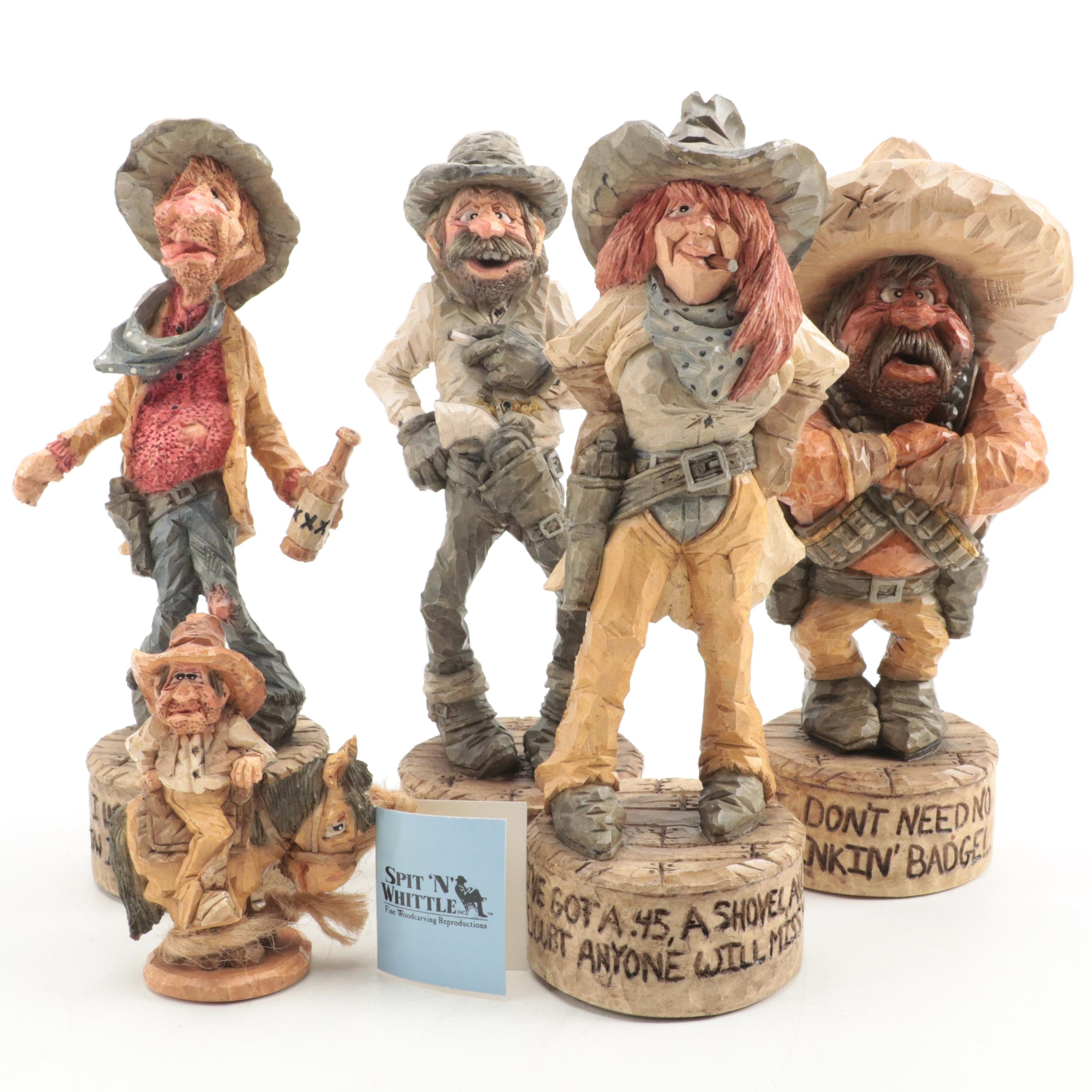 Chris Hammack for Spit 'N' Whittle Resin Cowboy and Cowgirl Figurines ...