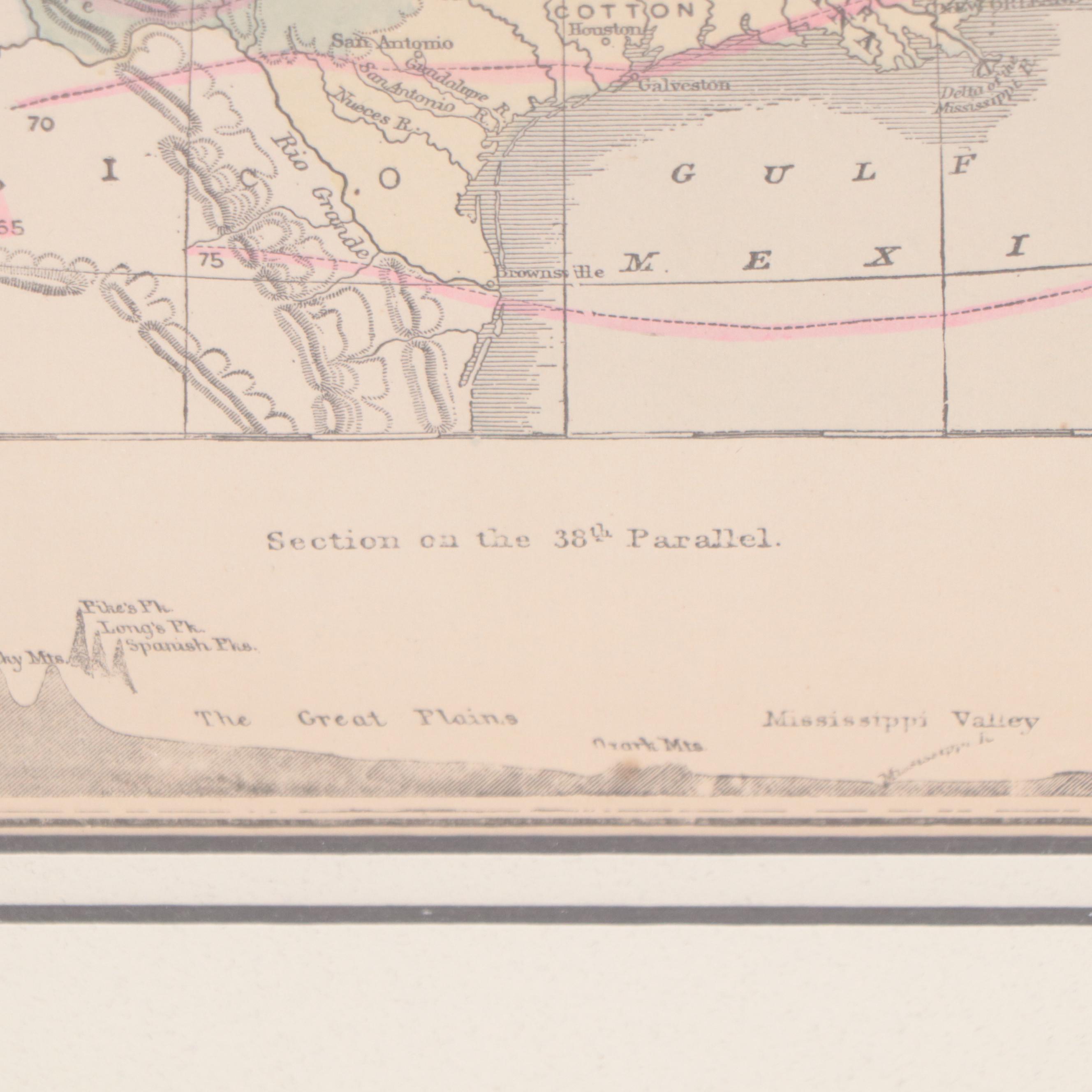 Wax Engraving Map "Map X - Physical Features of the United States ...