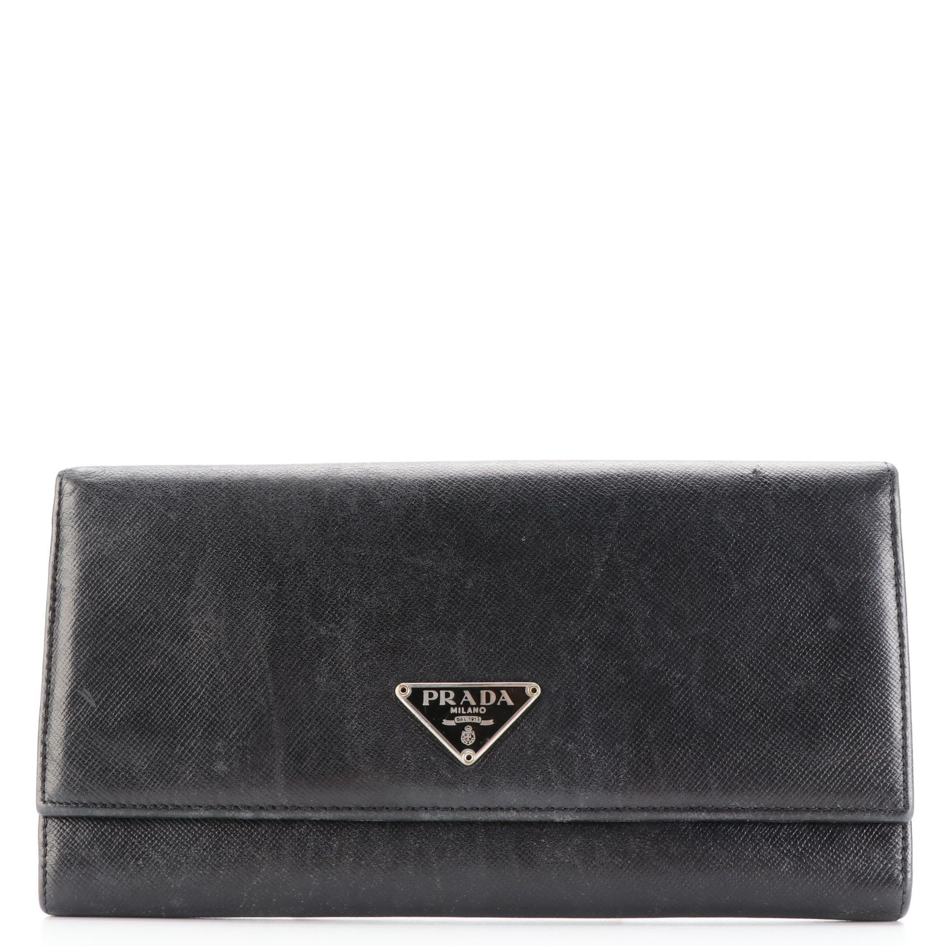 Prada Long Wallet in Black Saffiano Leather | EBTH