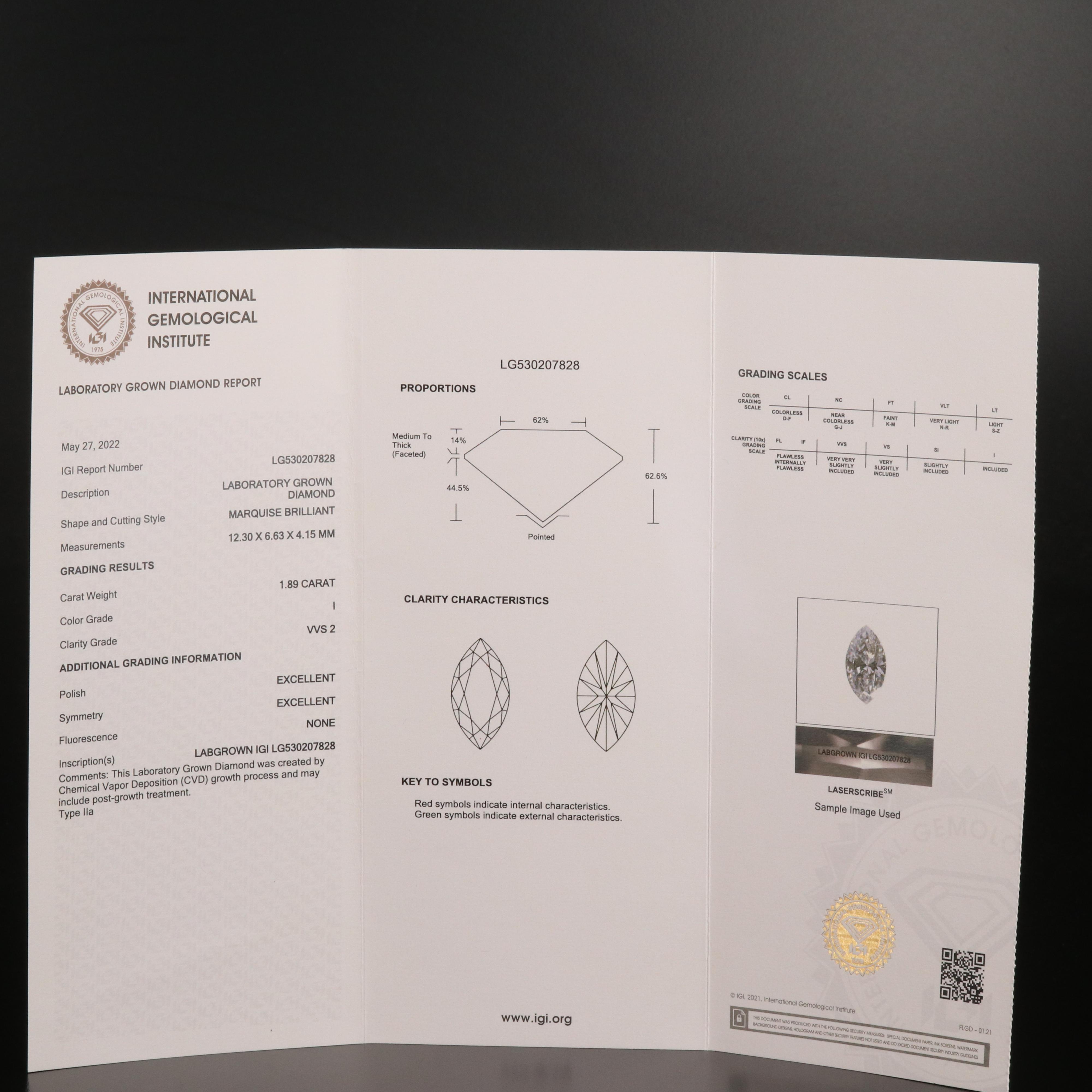 Loose 1.89 CT Lab Grown Diamond with IGI Report | EBTH