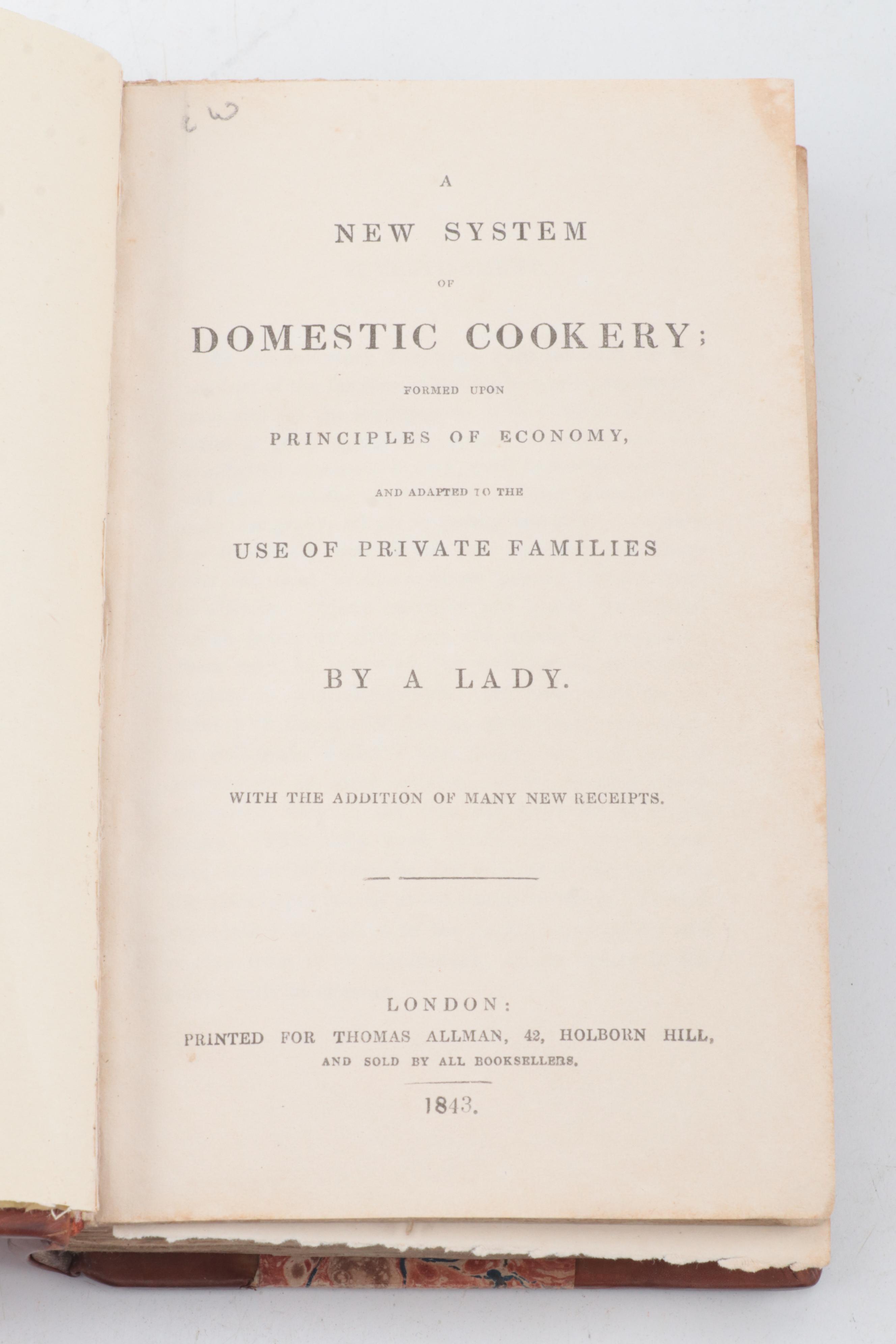 "A New System of Domestic Cookery" by Maria Rundell, 1843 | EBTH