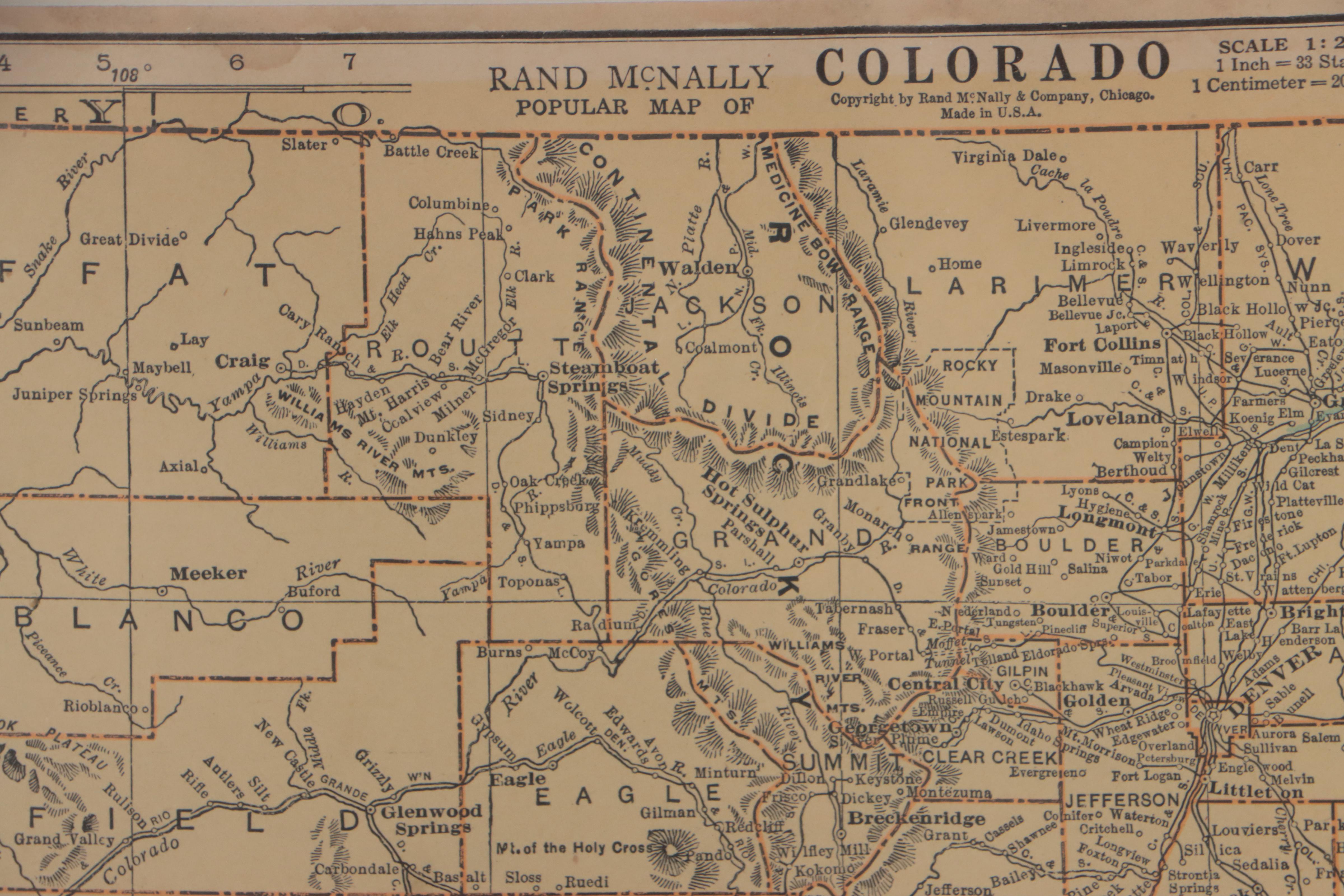 Rand, McNally & Co. Wax Engraving Map of Colorado, Circa 1898 | EBTH