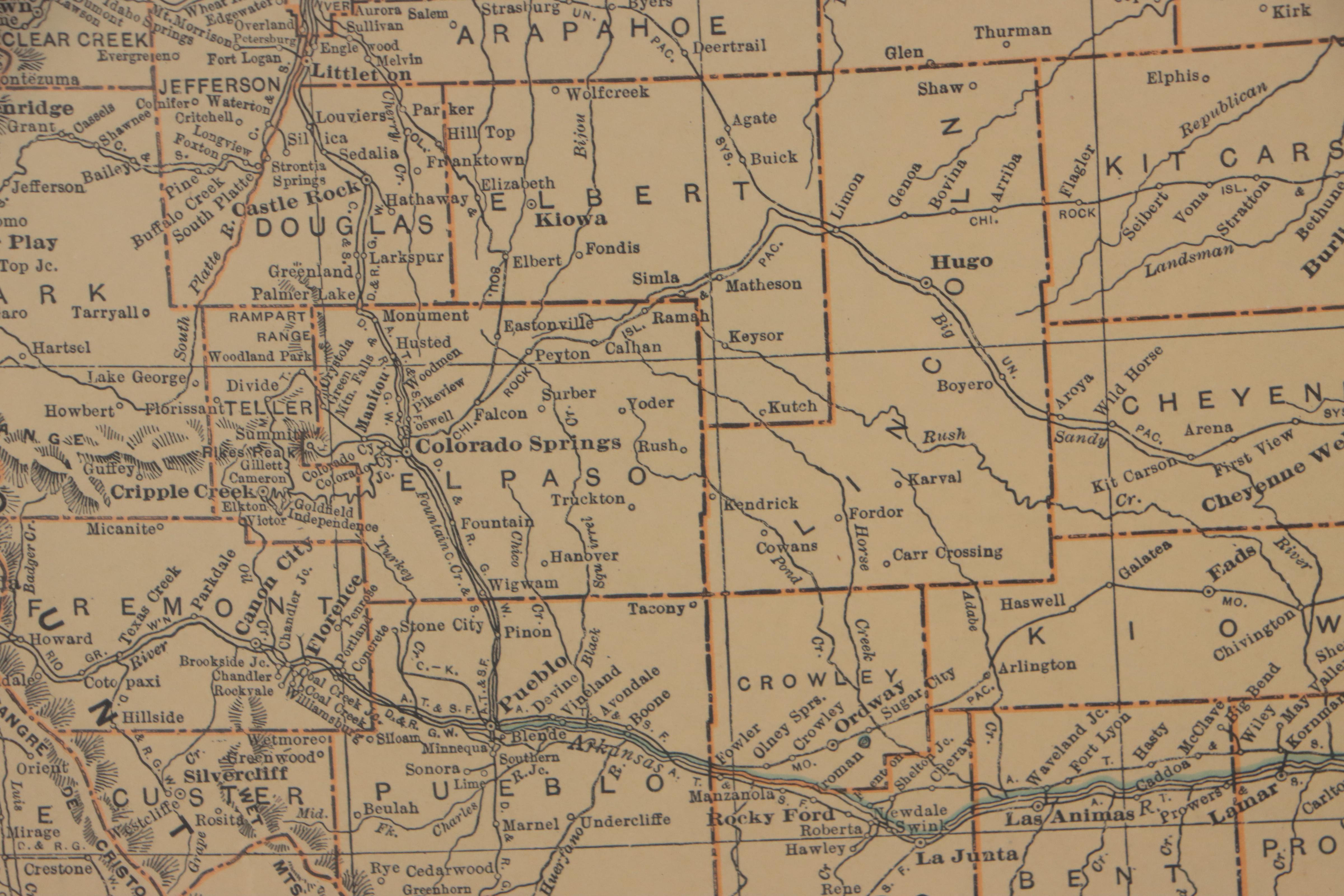 Rand, McNally & Co. Wax Engraving Map of Colorado, Circa 1898 | EBTH
