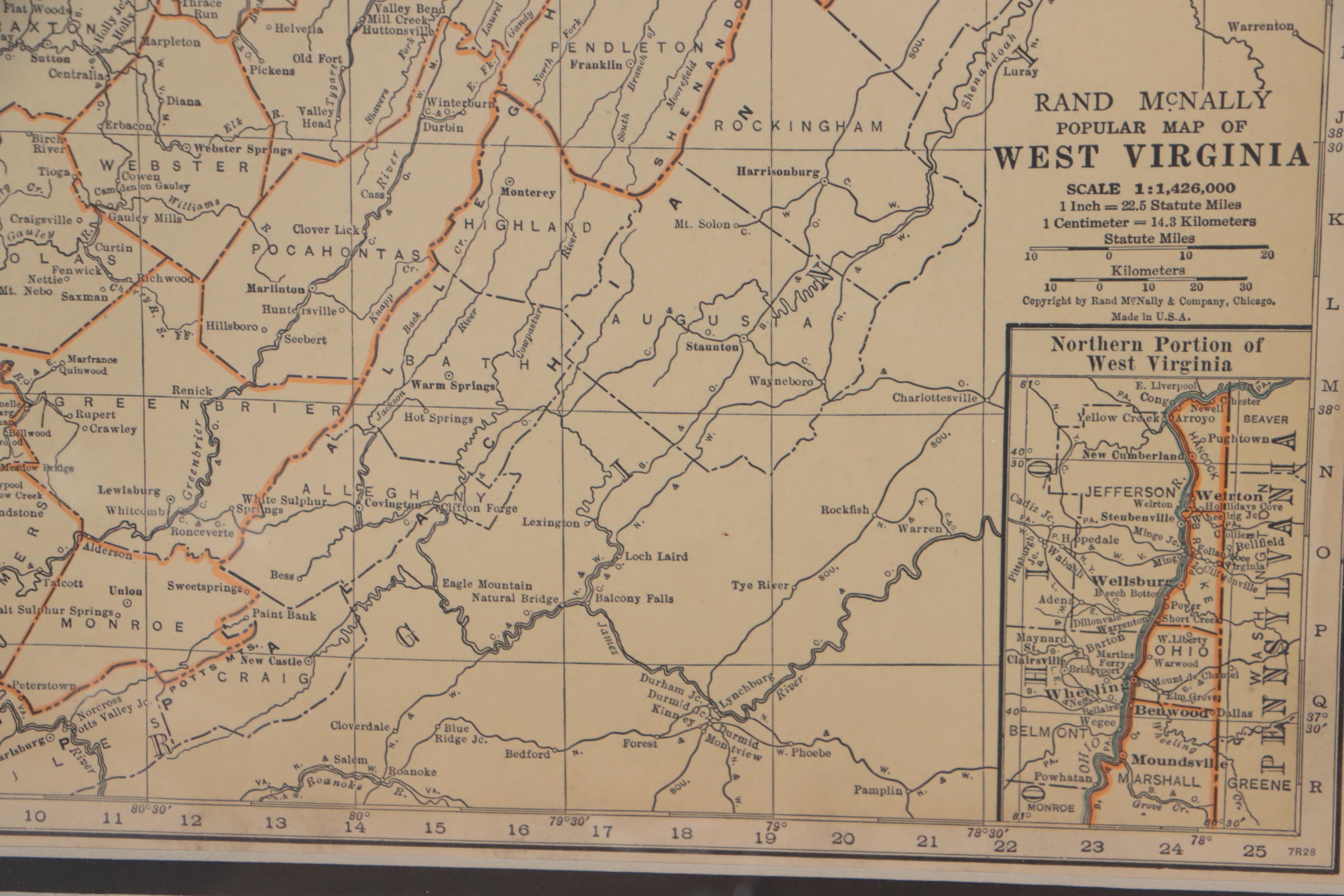 Rand McNally & Co. Wax Engraving Map of West Virginia, Circa 1898 | EBTH