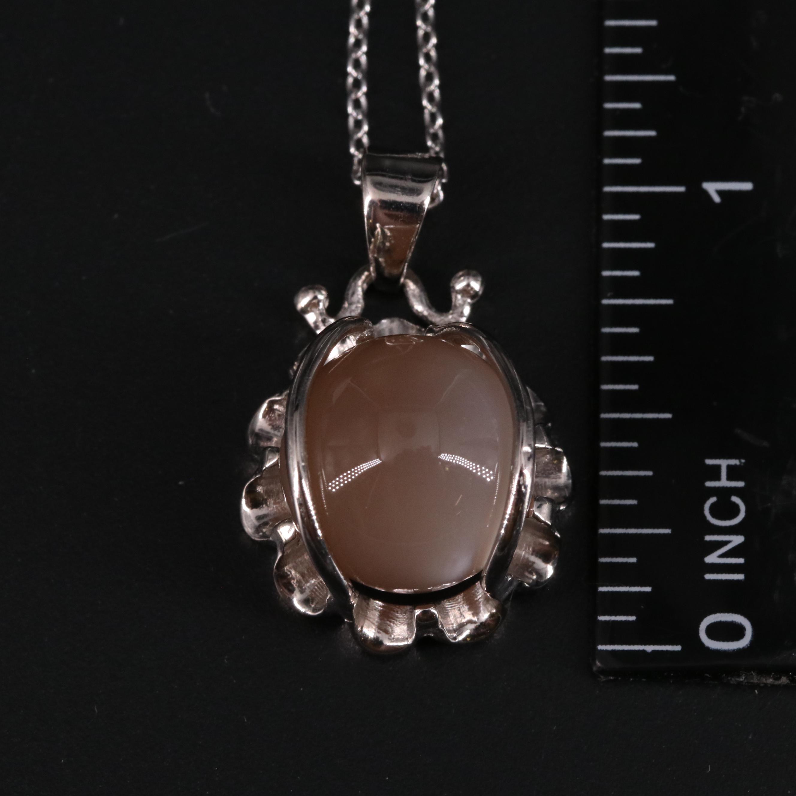 Sterling Moonstone Pendant Necklace | EBTH