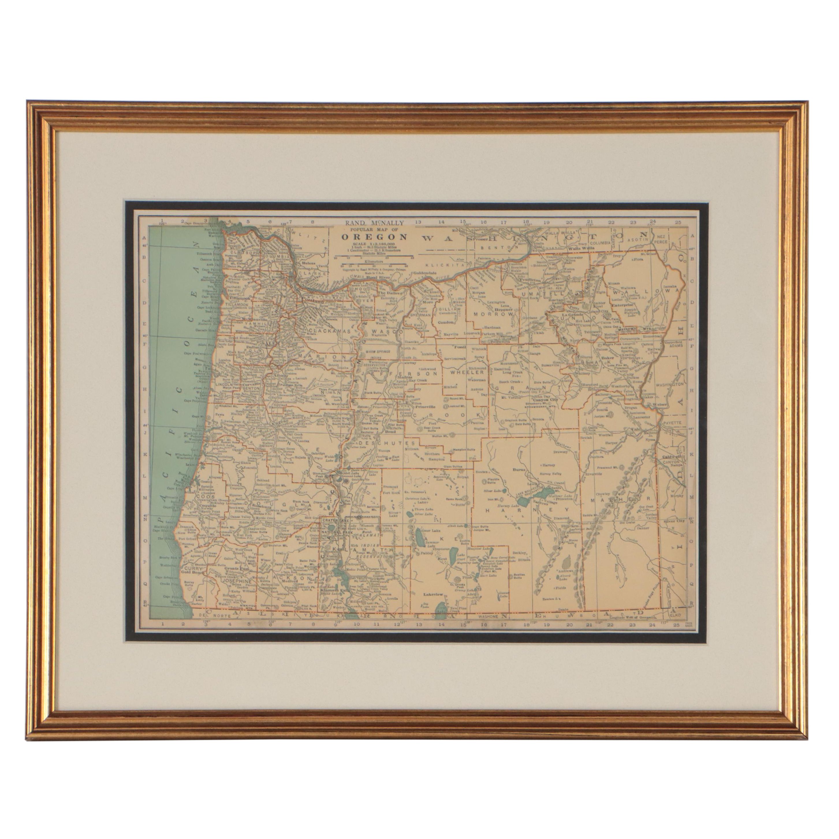 Rand McNally & Co. Wax Engraving Map of Oregon, Circa 1898 | EBTH