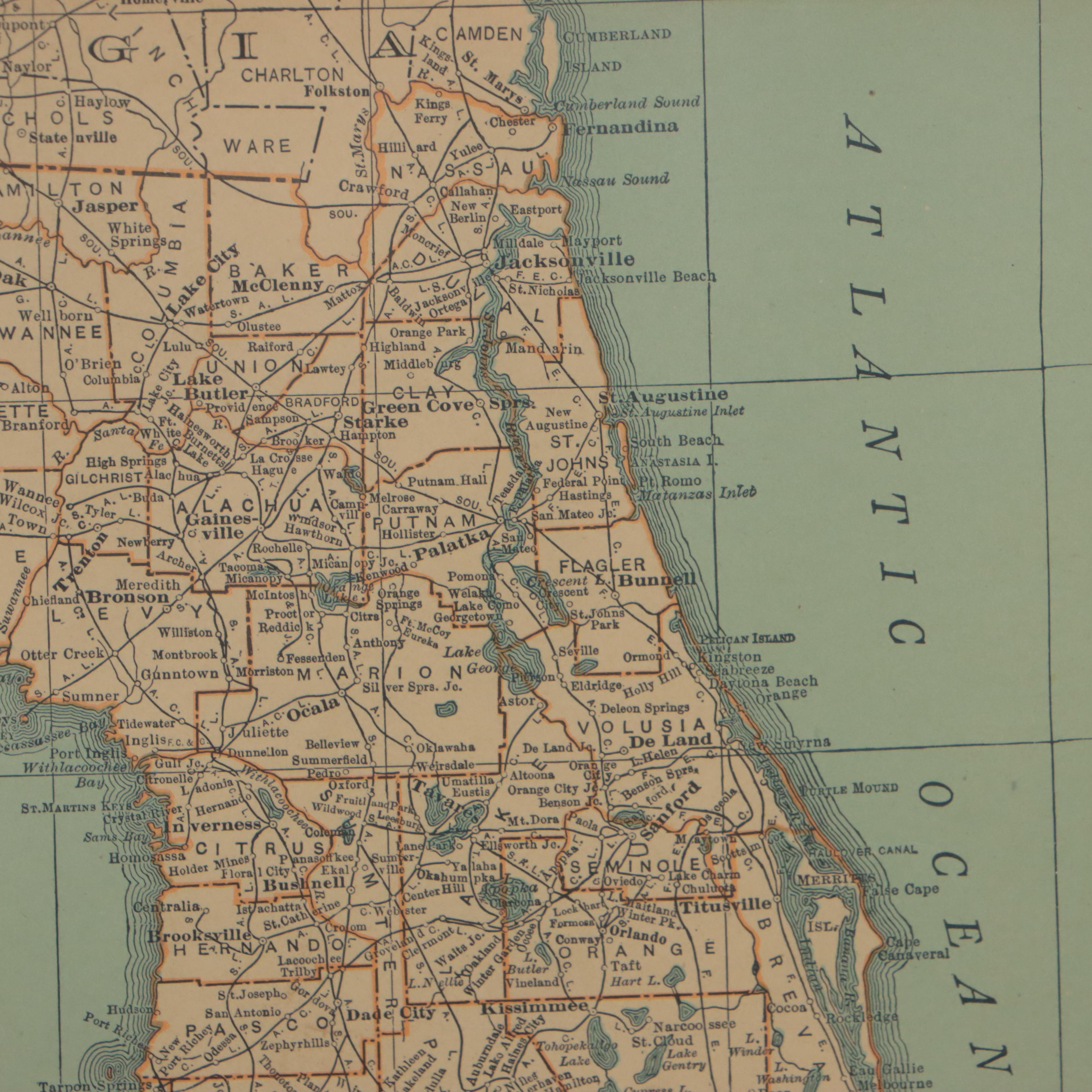 Rand, McNally & Co. Wax Engraving Map of Florida, Circa 1898 | EBTH