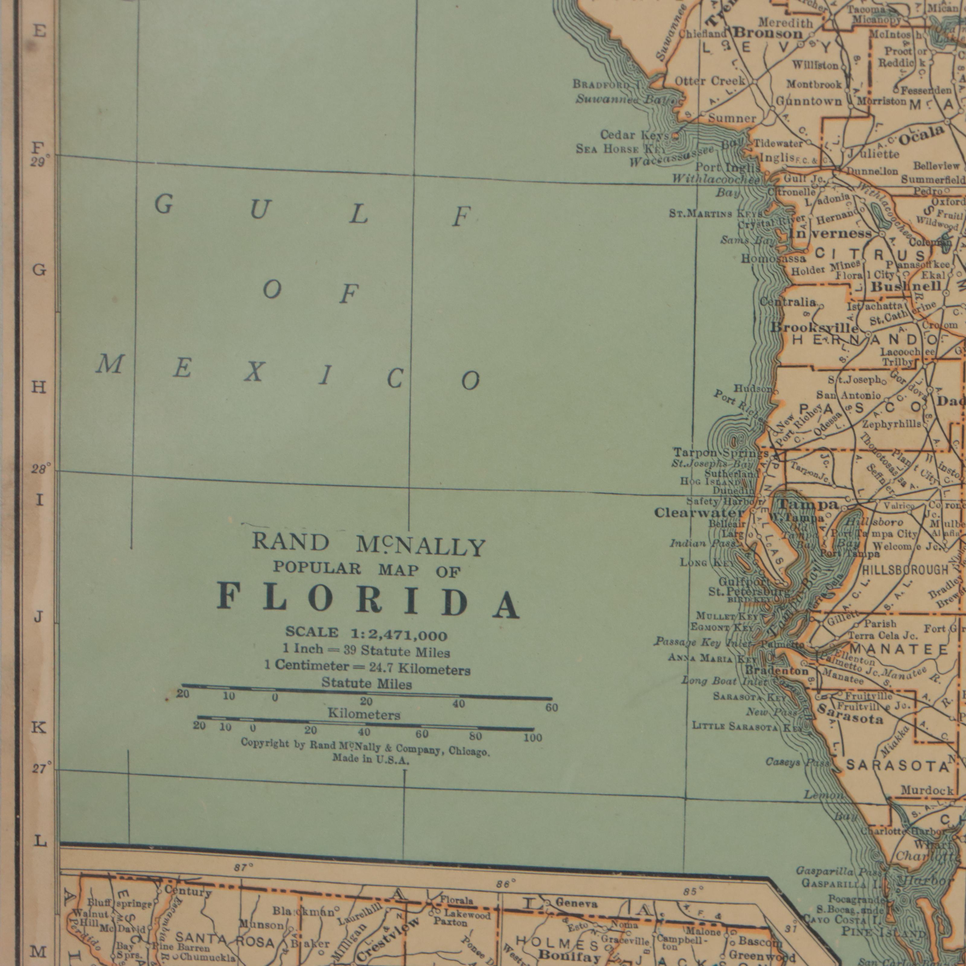 Rand, McNally & Co. Wax Engraving Map of Florida, Circa 1898 | EBTH