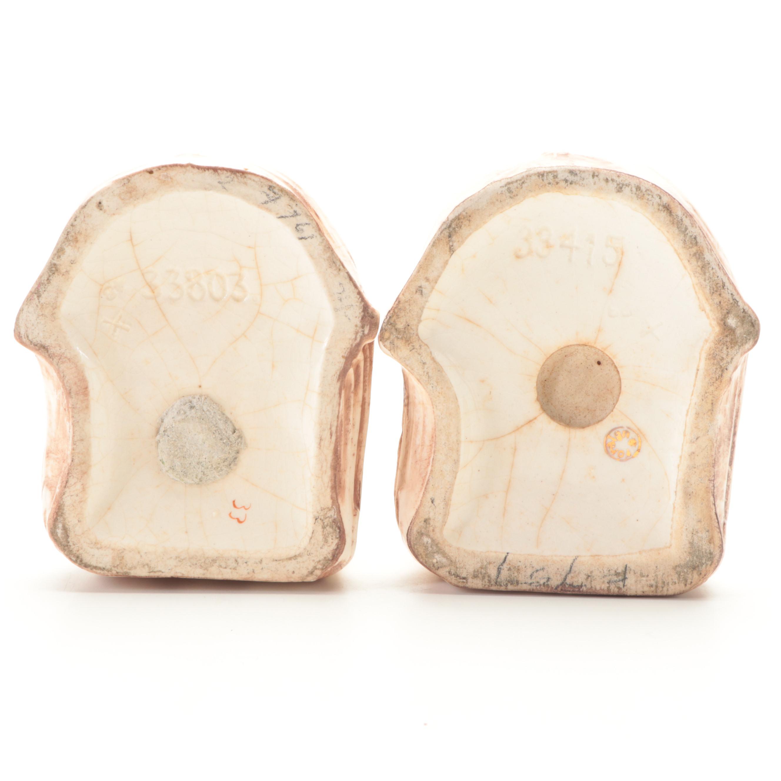 Mr. Pickwick and Betsy Prigg Ceramic Bookends with Figurine, Mid-Late ...