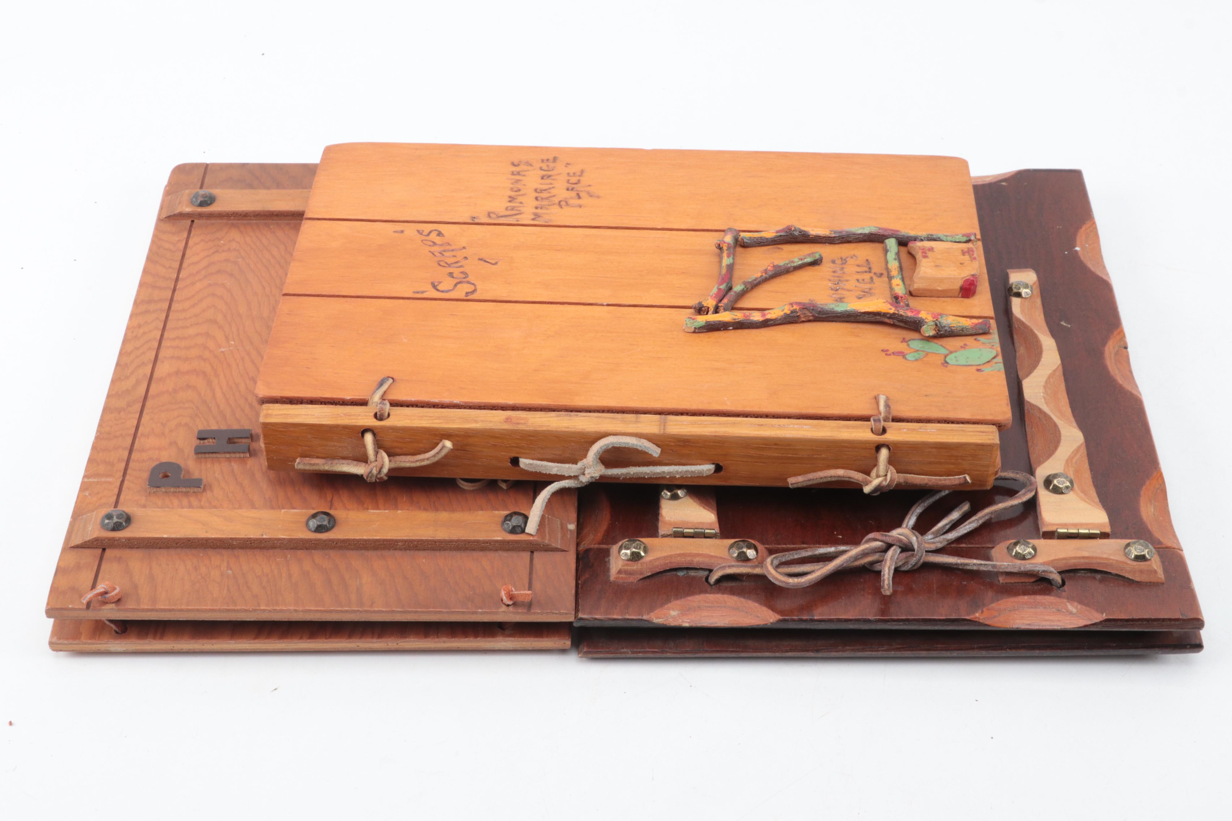 Hand-Crafted Wooden and Leather Photo Albums, Mid to Late 20th Century ...