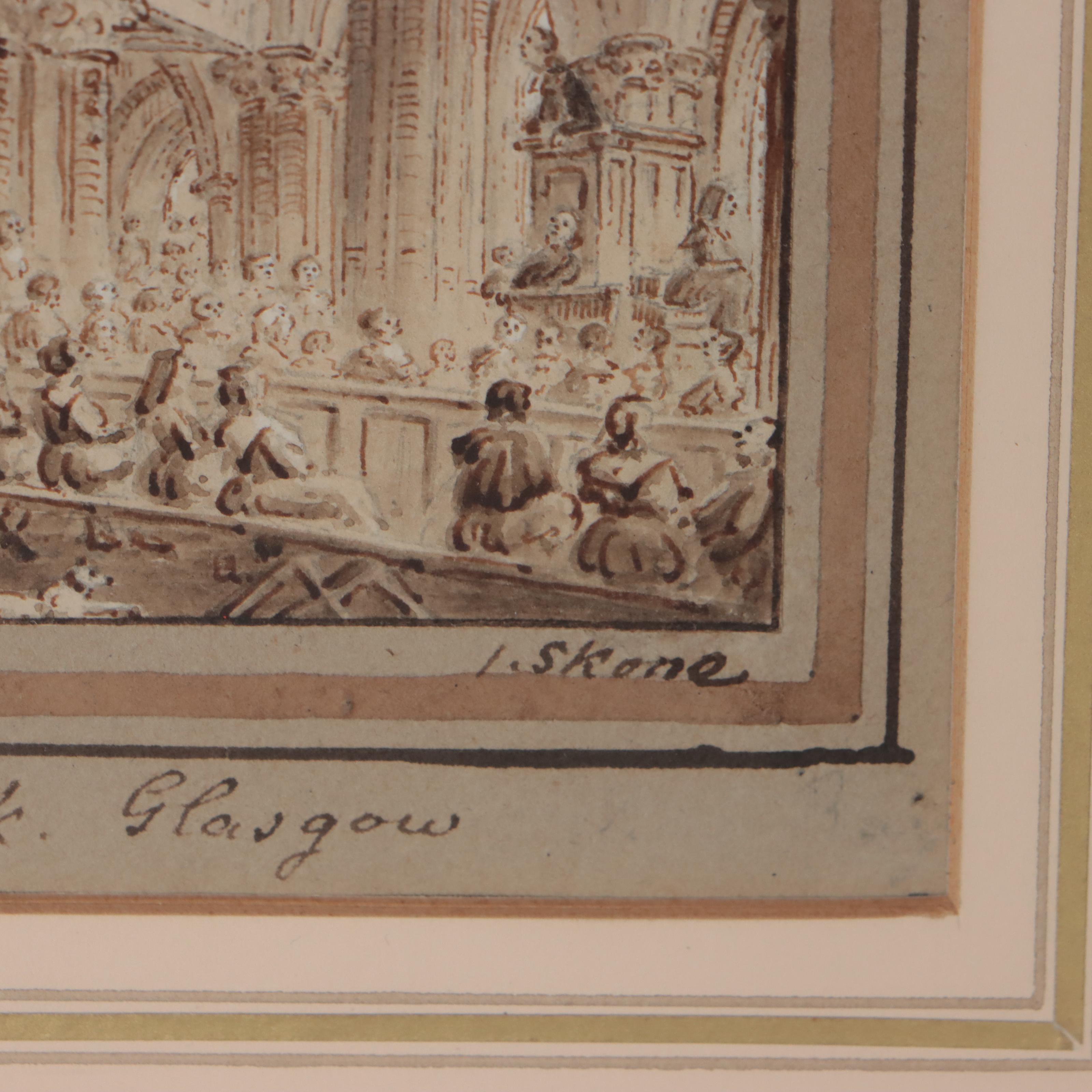 James Skene Ink Wash Illustration "Barony Kirk, Glasgow" | EBTH