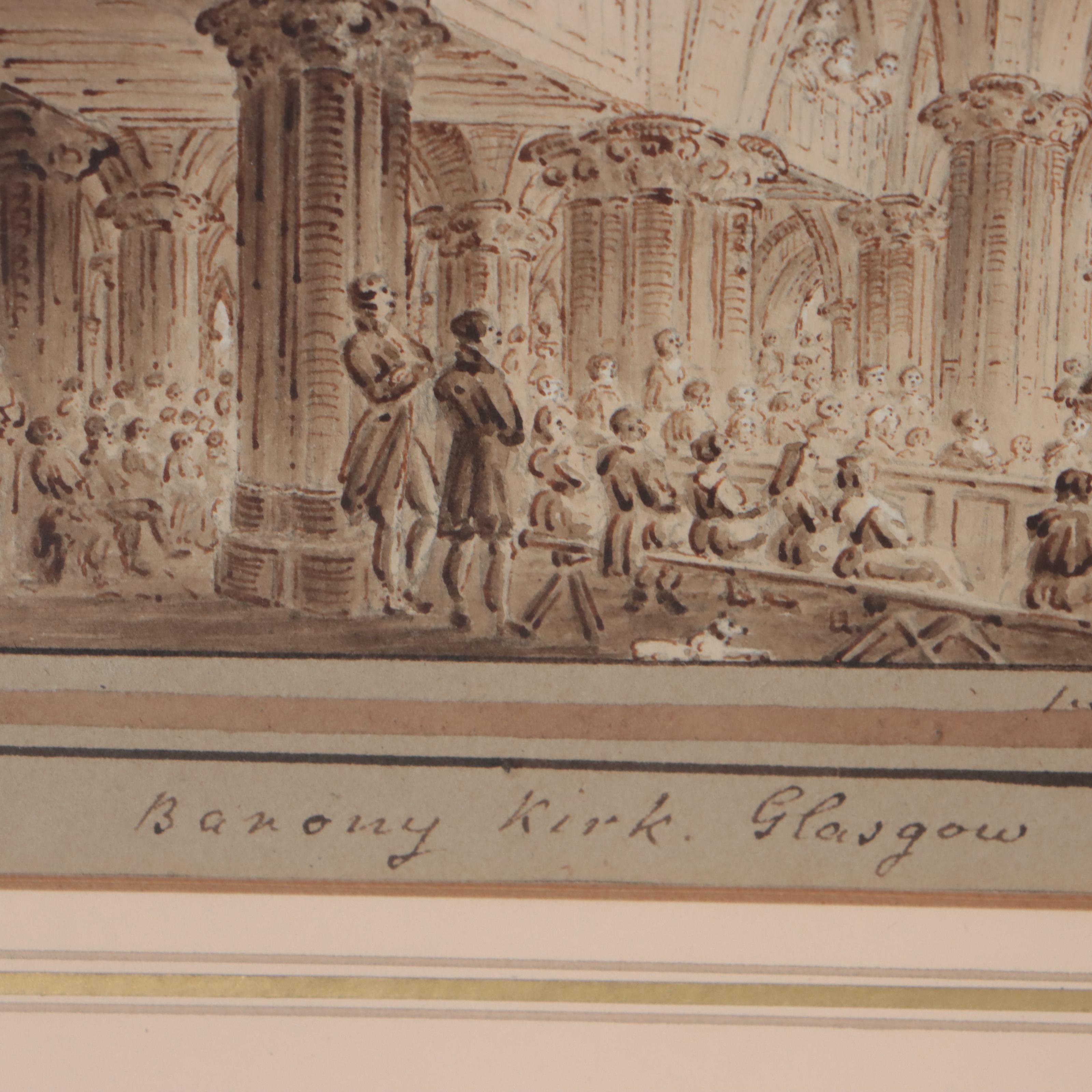 James Skene Ink Wash Illustration "Barony Kirk, Glasgow" | EBTH