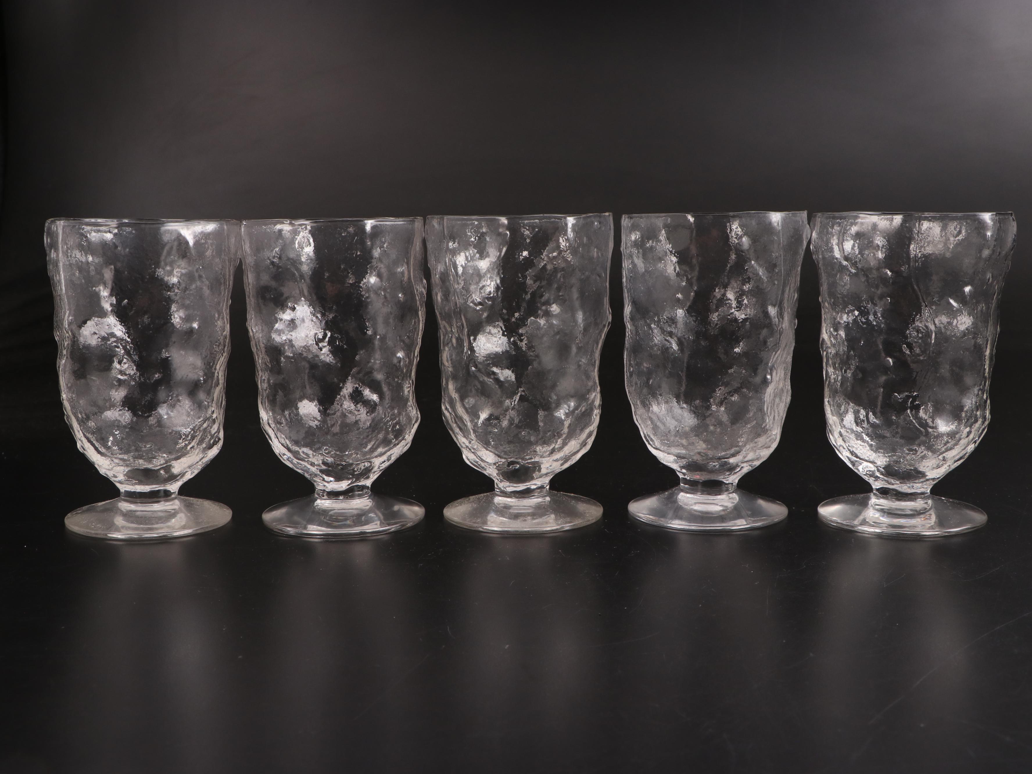 Morgantown "Crinkle Glass Clear" Water Goblets, 20th Century | EBTH