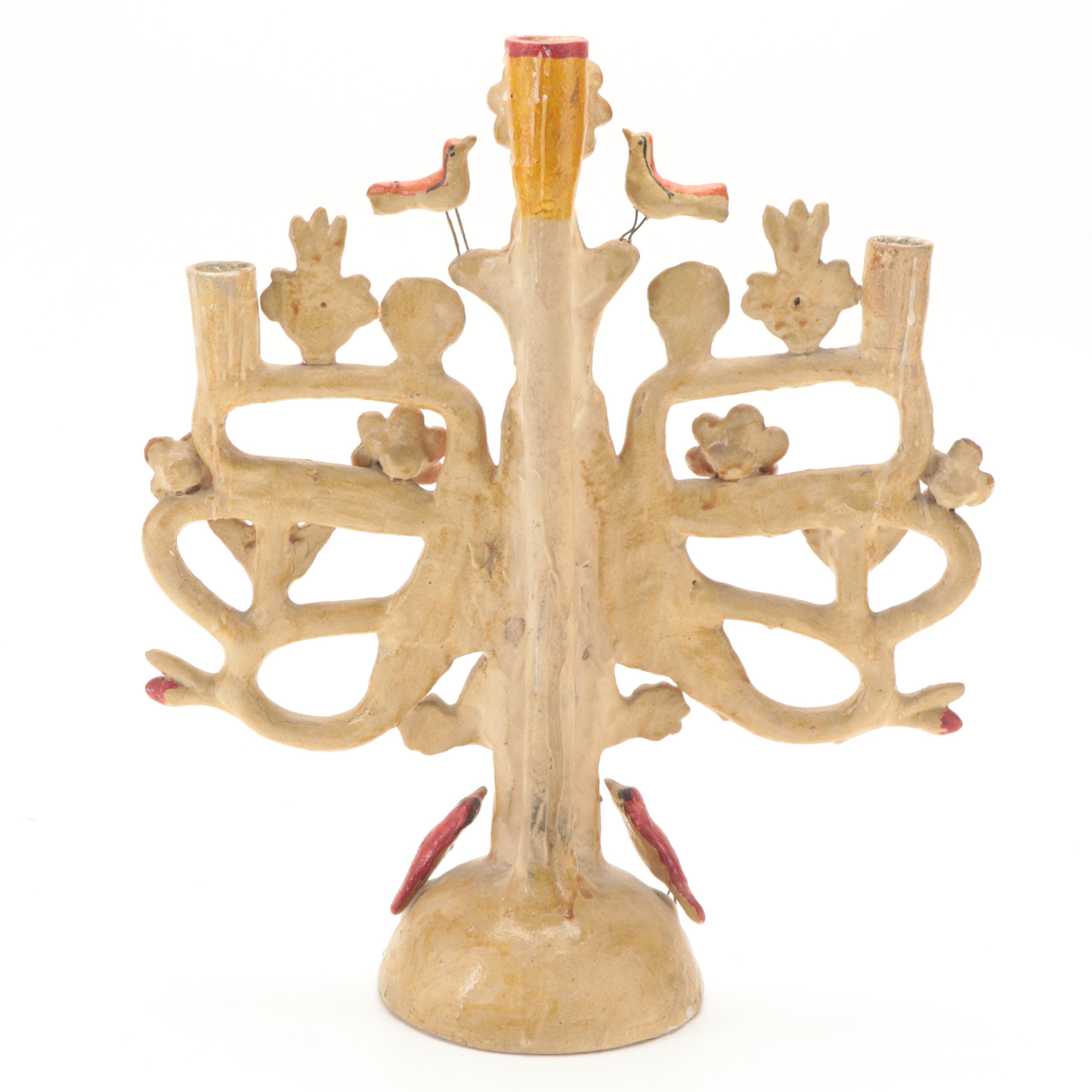 Mexican Folk Art Tree of Life Candelabra | EBTH