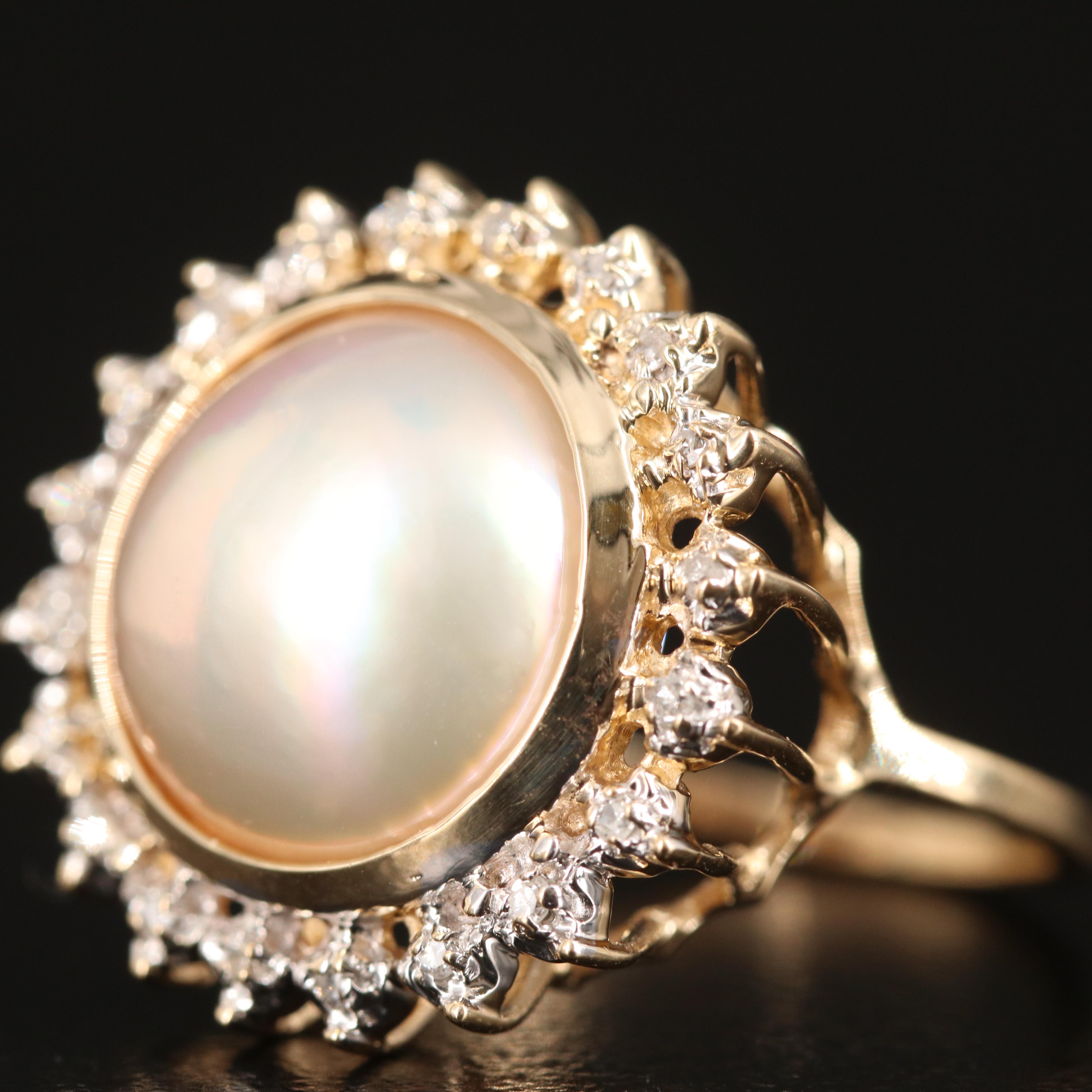 14K Pearl and Diamond Ring | EBTH