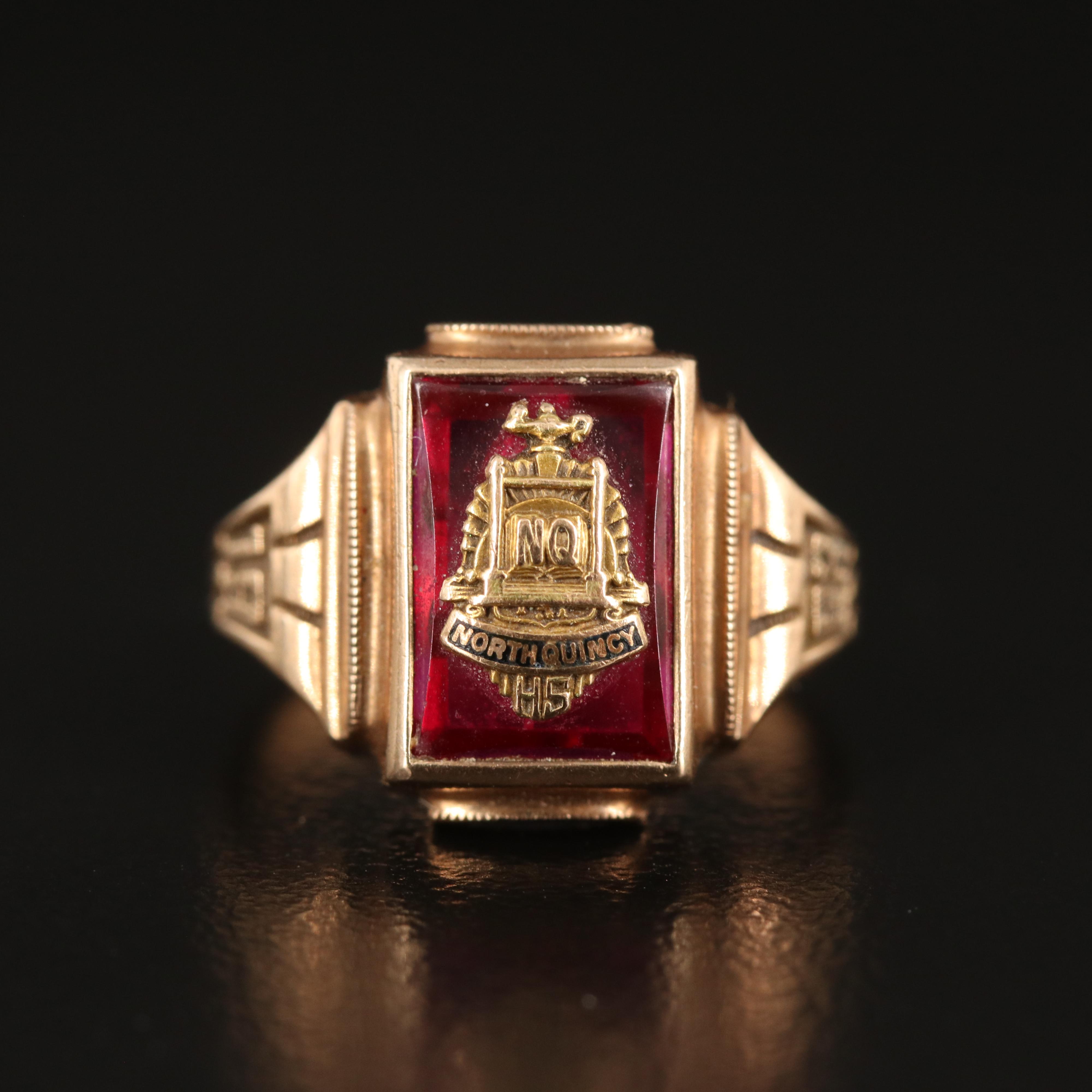 Vintage 10K Ruby 1953 High School Class Ring | EBTH