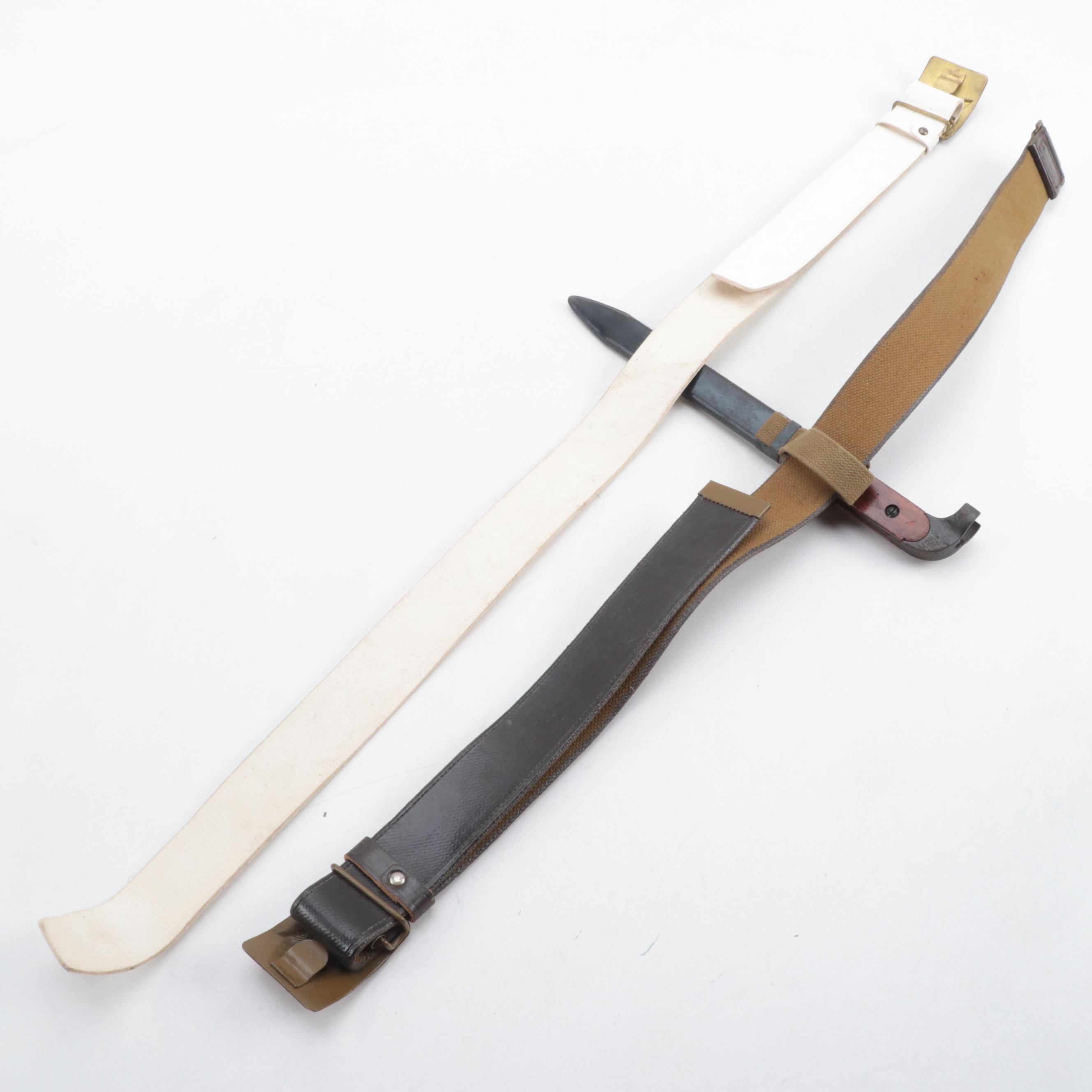Soviet Russian Military Belts with 6x2 AK47 Bayonet | EBTH