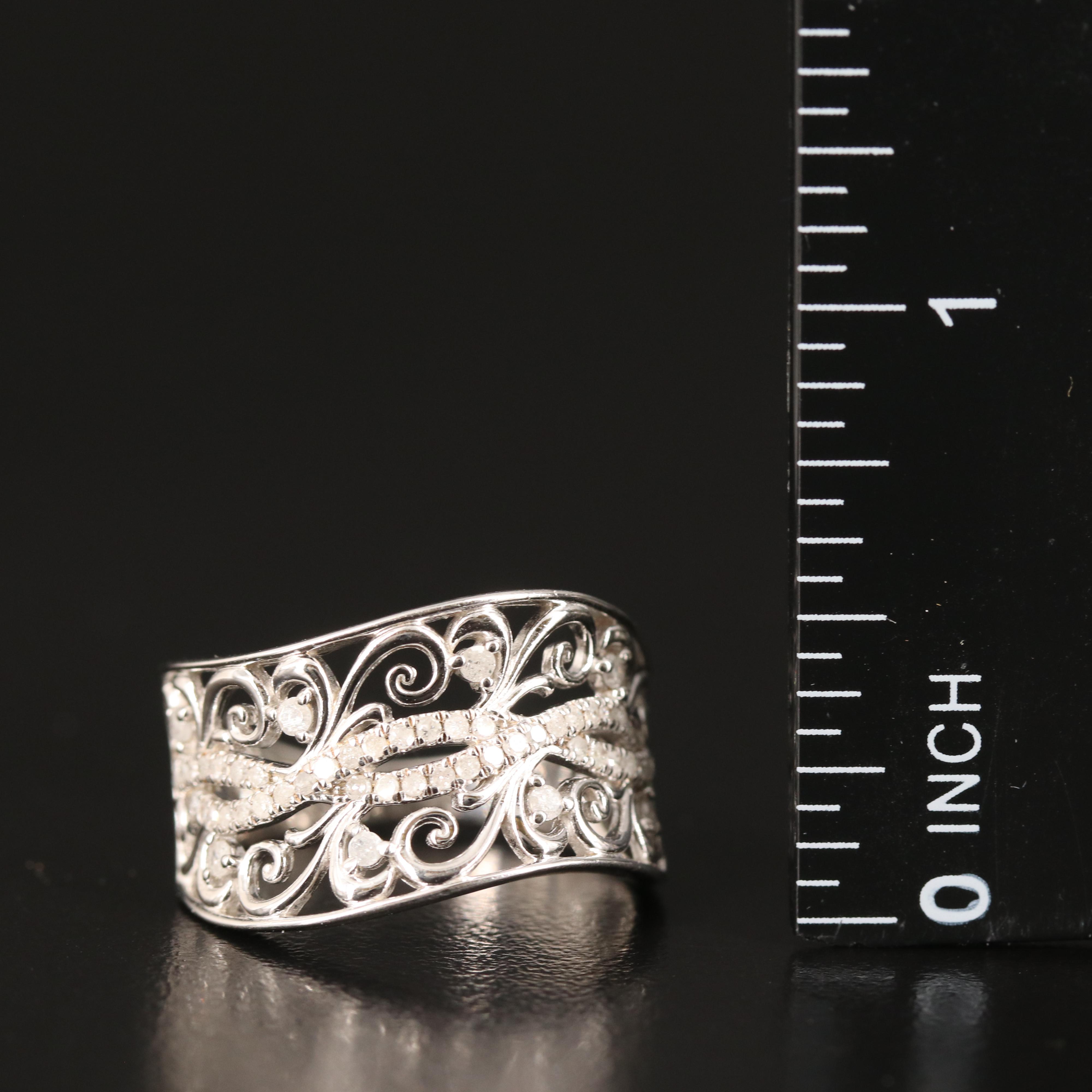 Sterling Diamond Scrollwork Band | EBTH