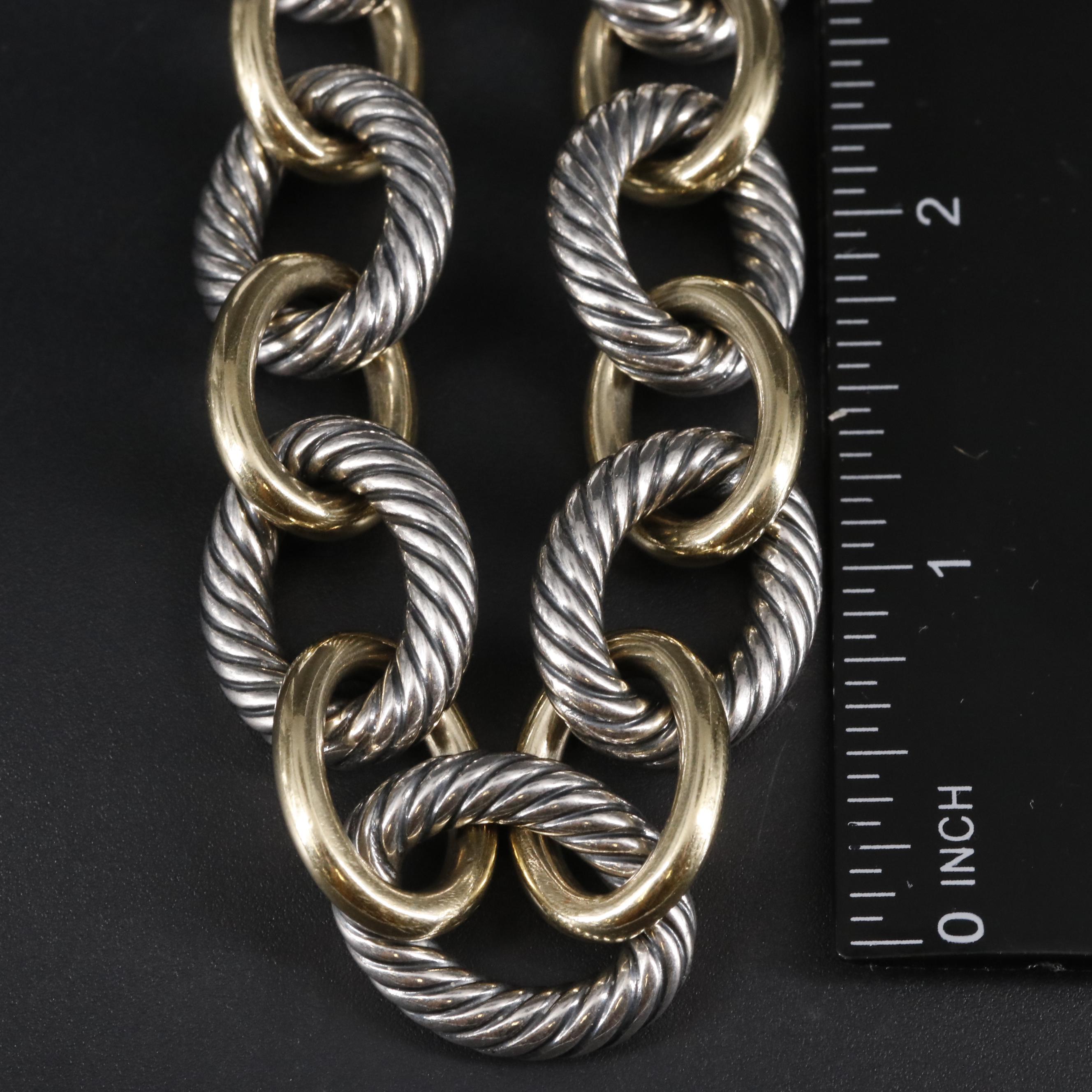 David Yurman "Chain Collection" Sterling and 18K Extra Large Oval Link ...