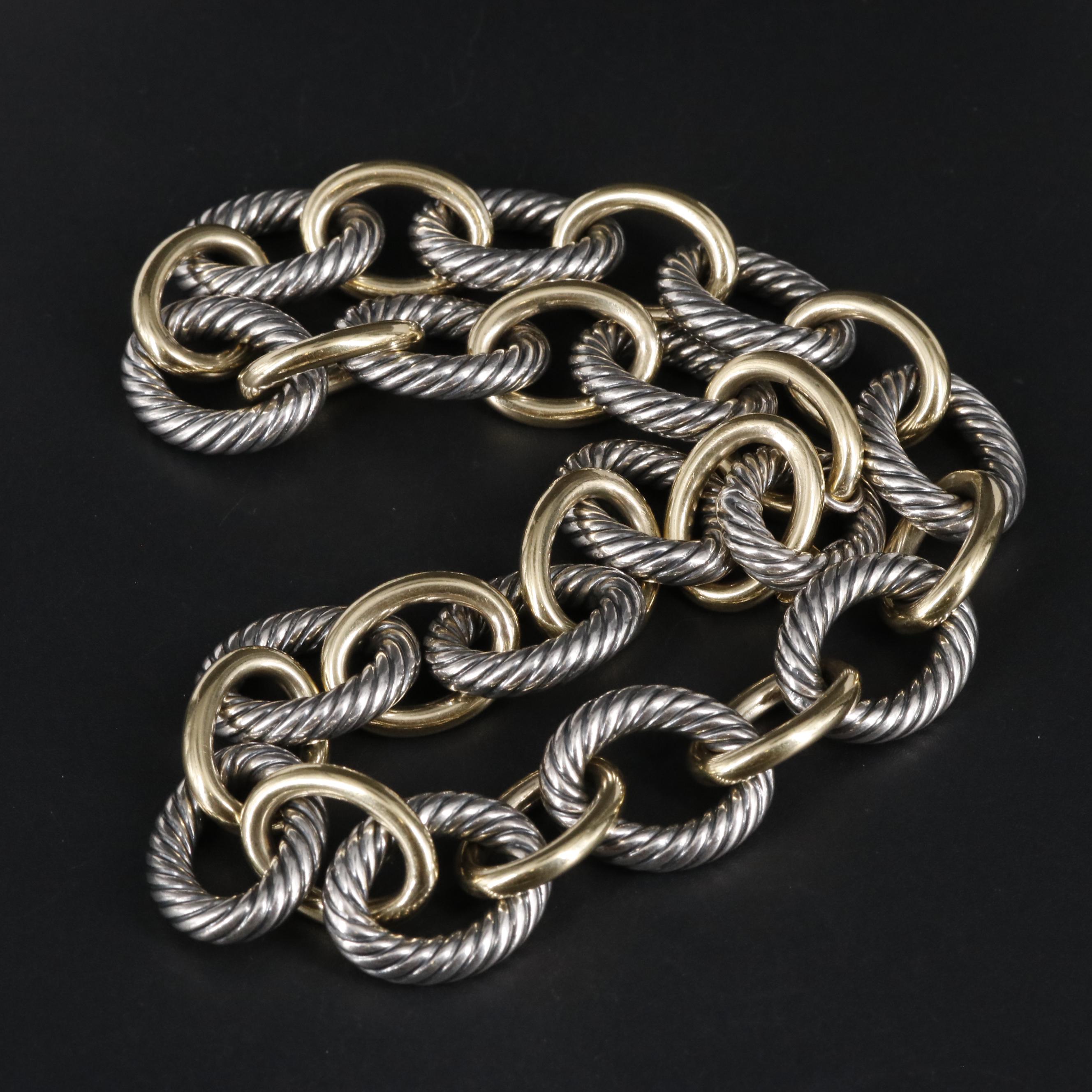 David Yurman "Chain Collection" Sterling and 18K Extra Large Oval Link ...