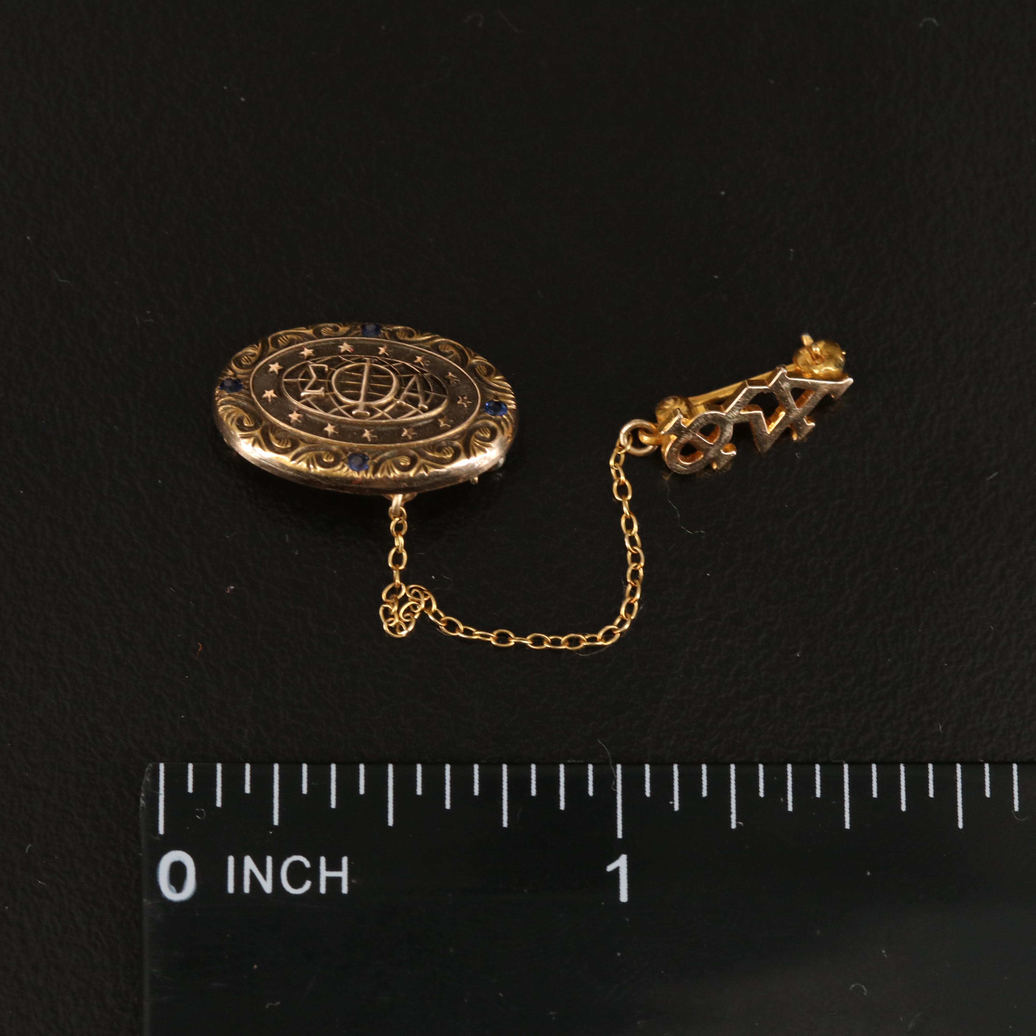 10K Sigma Phi Alpha with Sapphire and 14K Enamel Kaiser Pins | EBTH