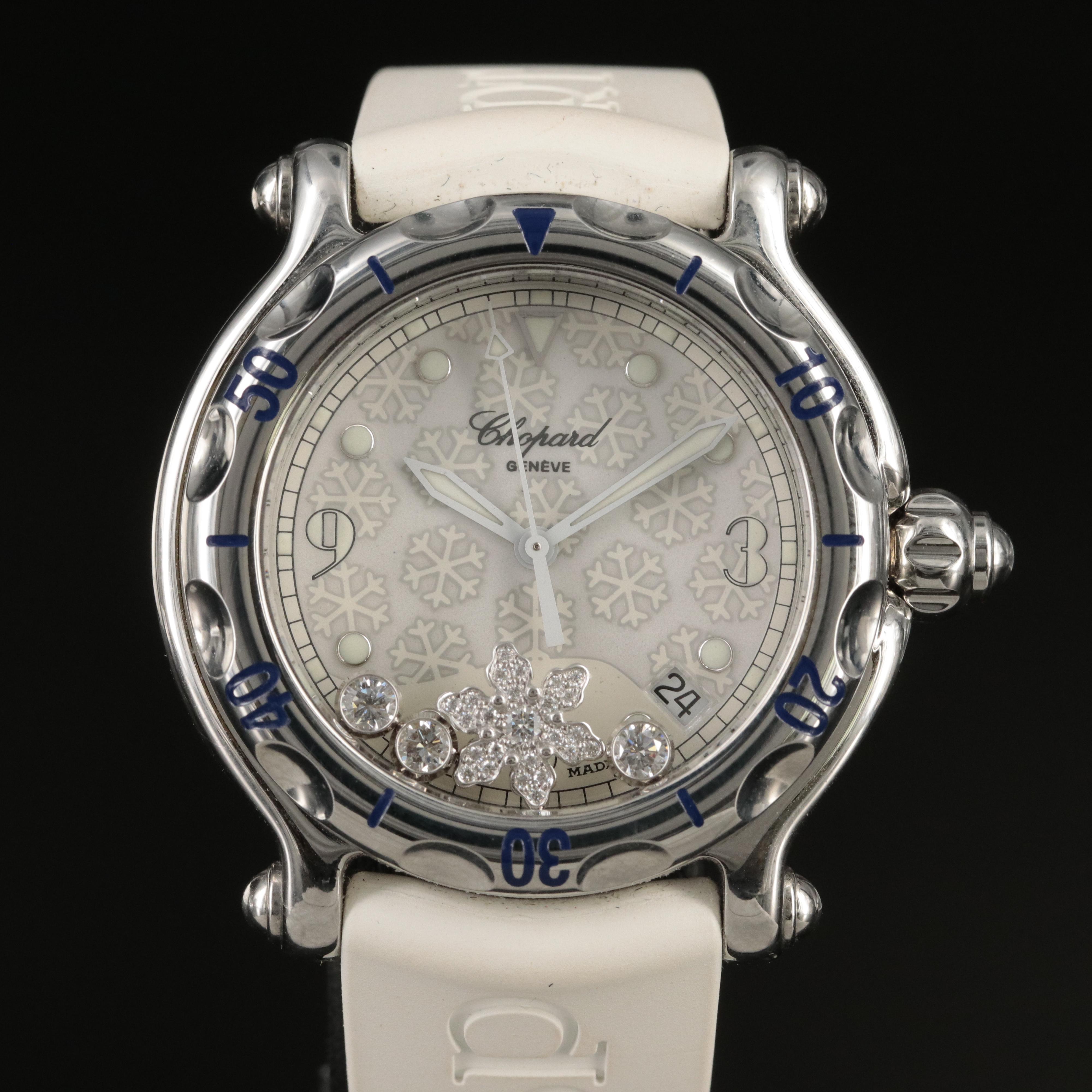 Chopard "Happy Sport" Floating Diamonds Snowflake Wristwatch | EBTH