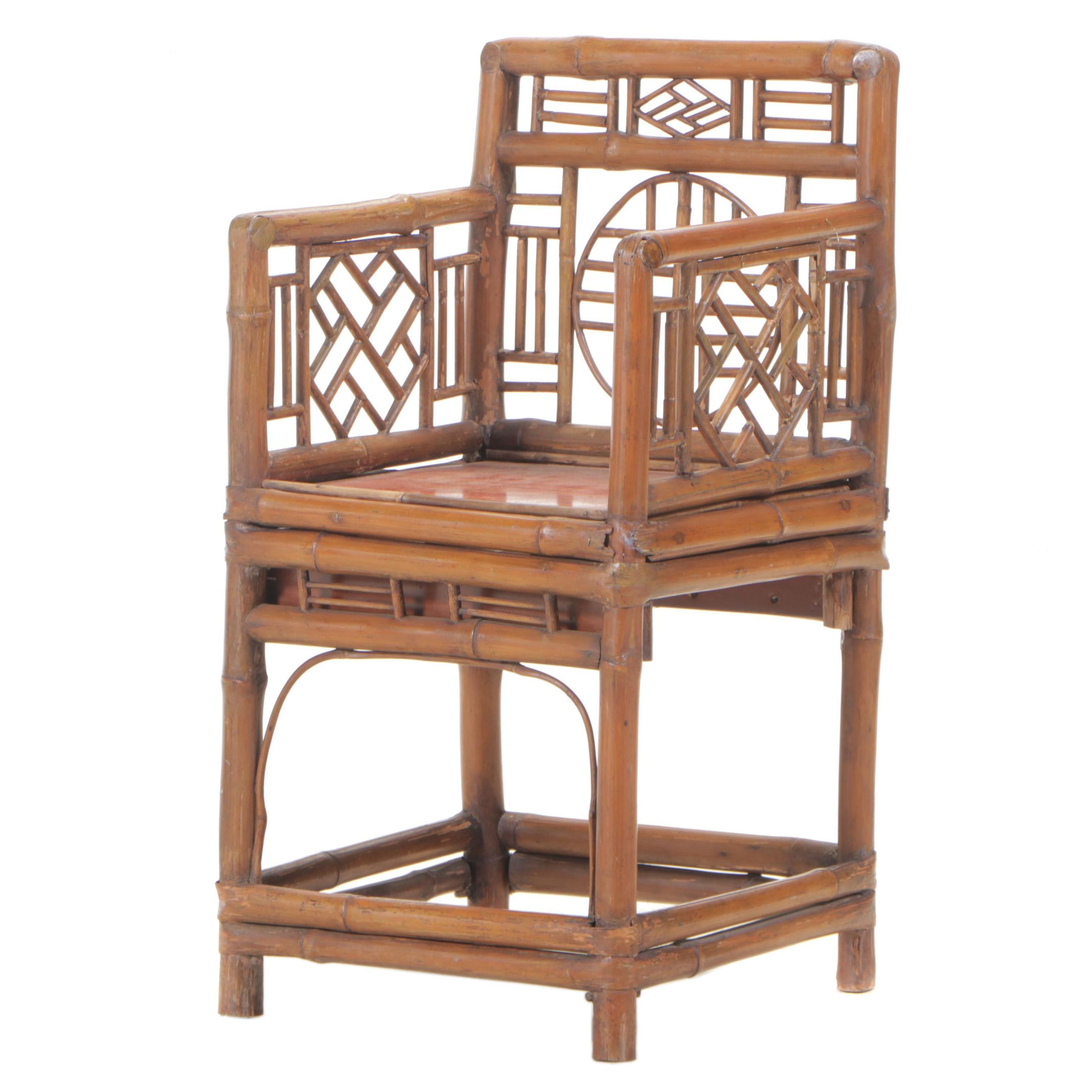 Raymond Fuentes Philippine Bent Bamboo Armchair with Tiled Coral Seat ...