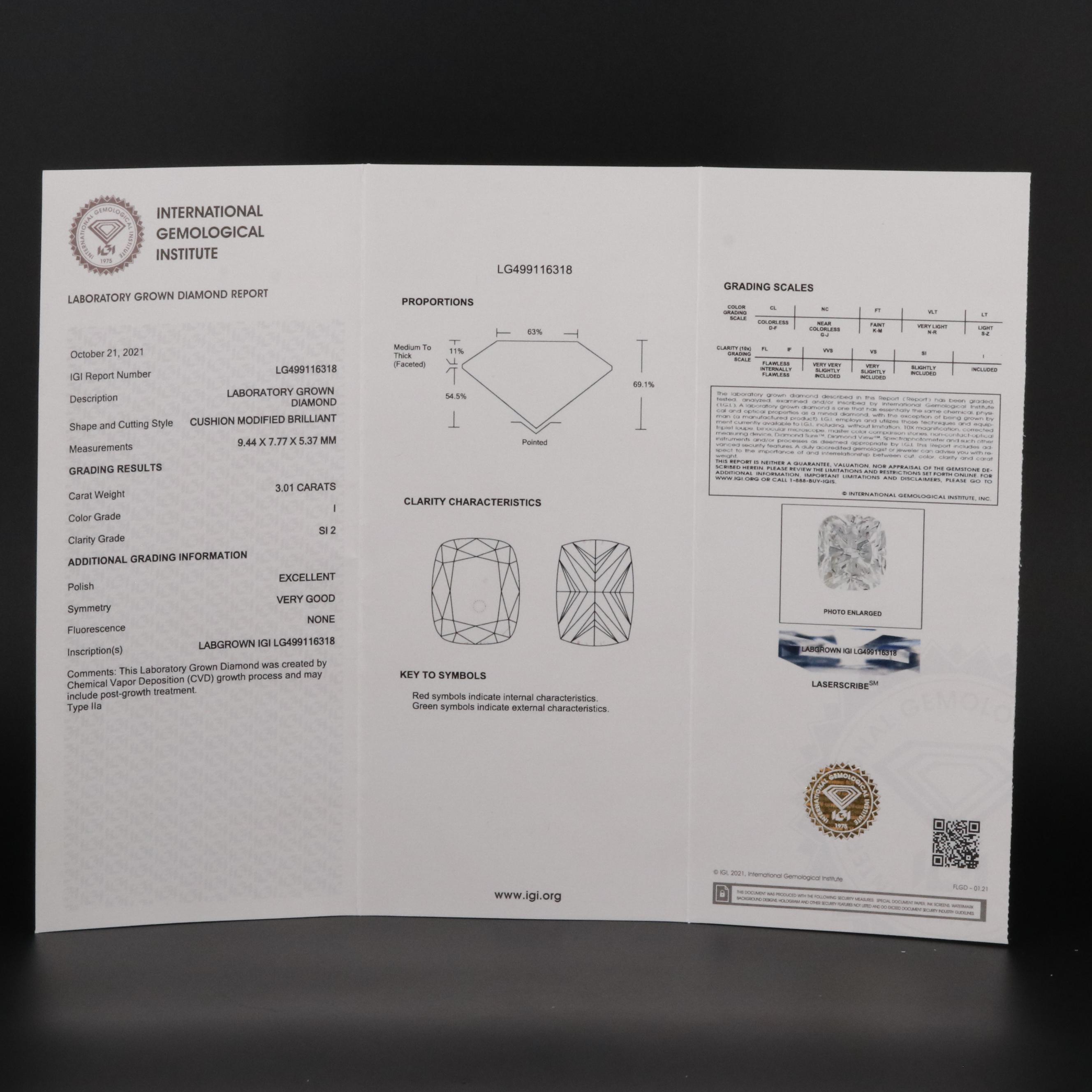 Loose 3.01 CT Lab Grown Diamond with IGI Report | EBTH