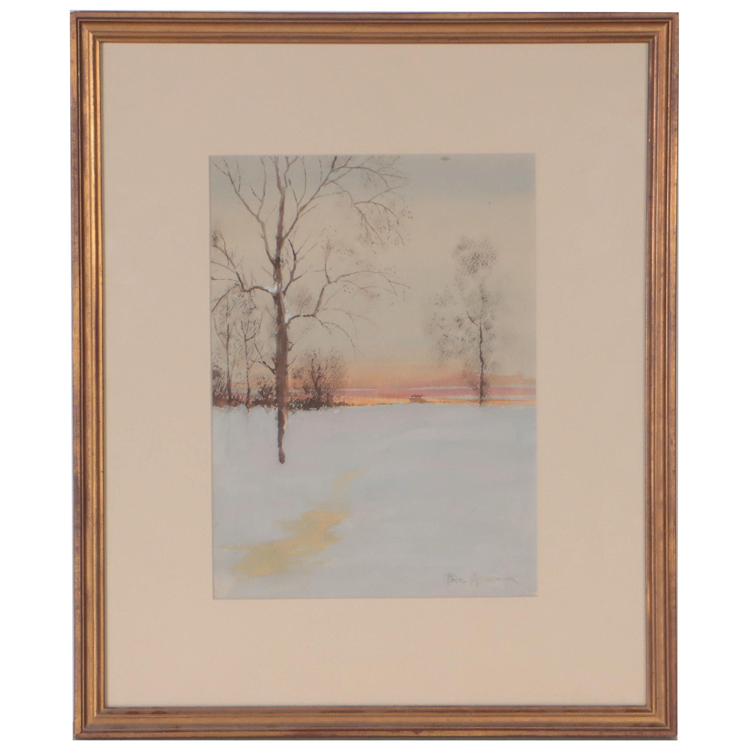 Paul Ashbrook Watercolor Painting "Orange Horizon," Circa 1940 | EBTH