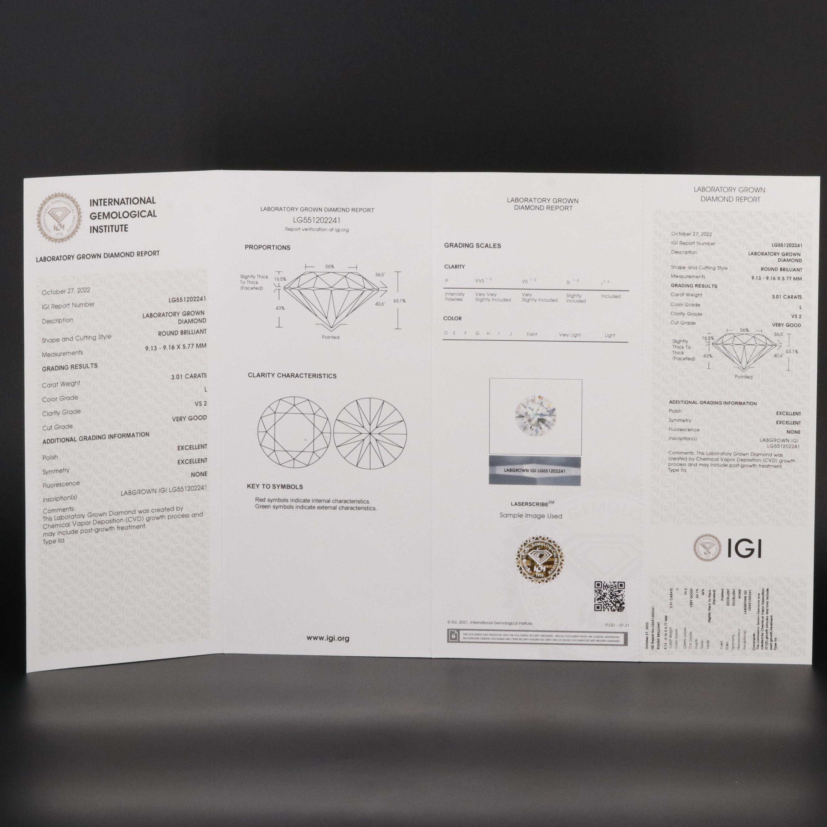 Loose 3.01 CT Lab Grown Diamond with IGI Report | EBTH