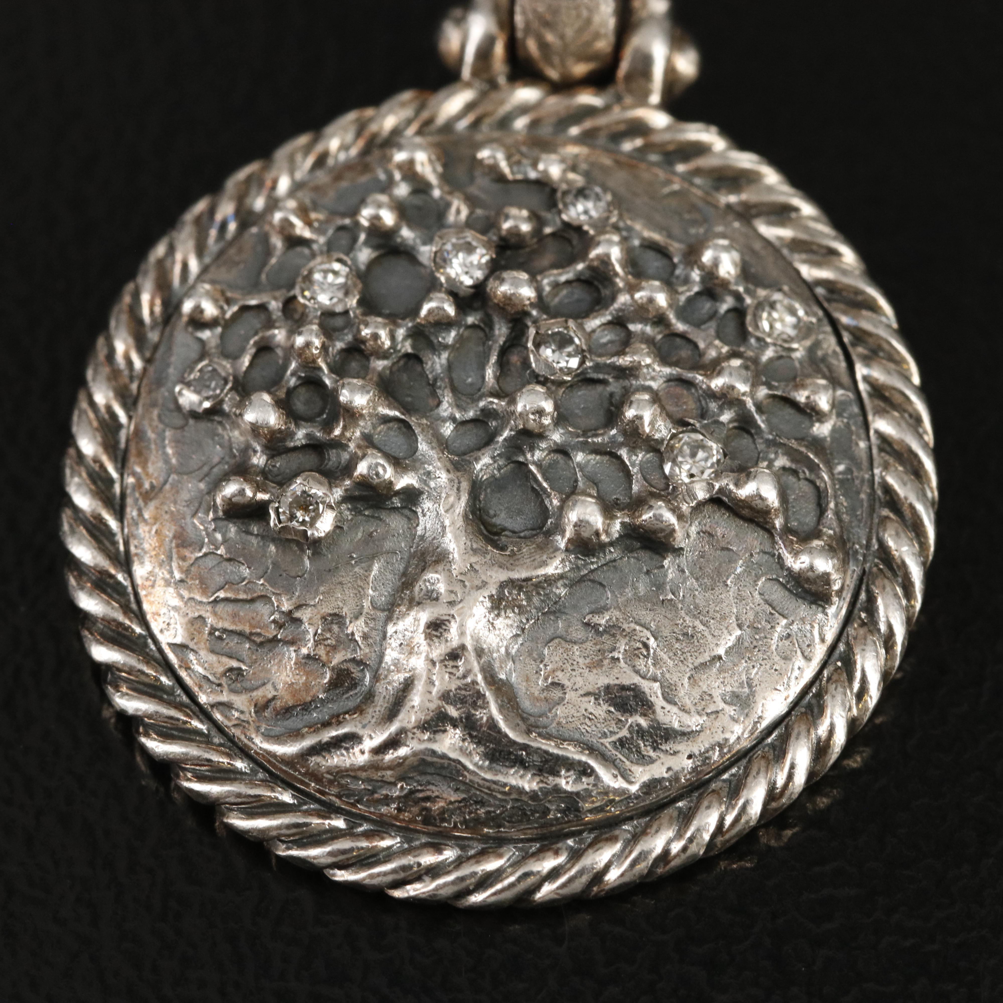 David Yurman Sterling Diamond Tree of Life Amulet Enhancer Pendant | EBTH