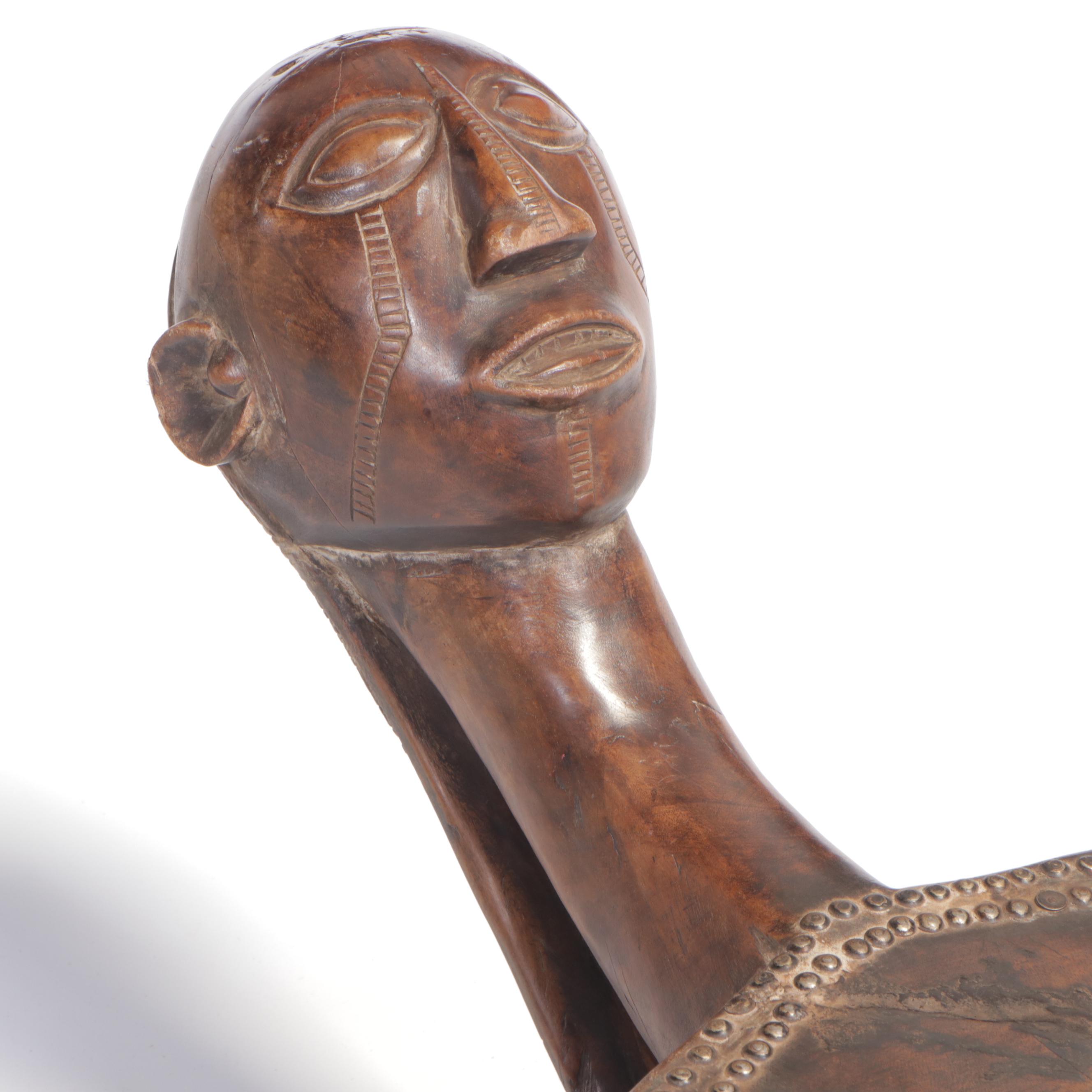 Zaire Tabwa People Hand-Carved and Nailhead Trim Wooden Chieftain's Bed ...