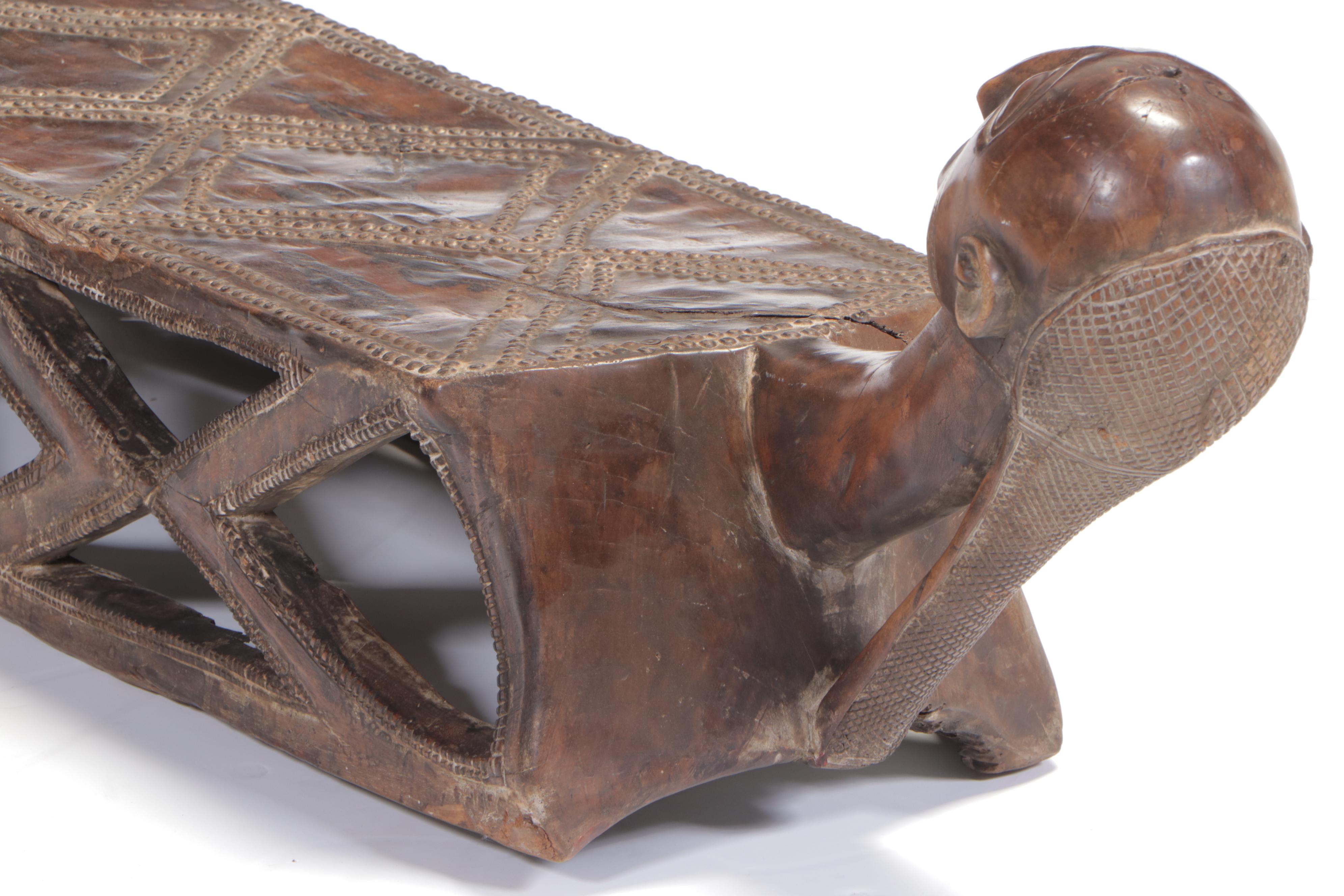 Zaire Tabwa People Hand-Carved and Nailhead Trim Wooden Chieftain's Bed ...